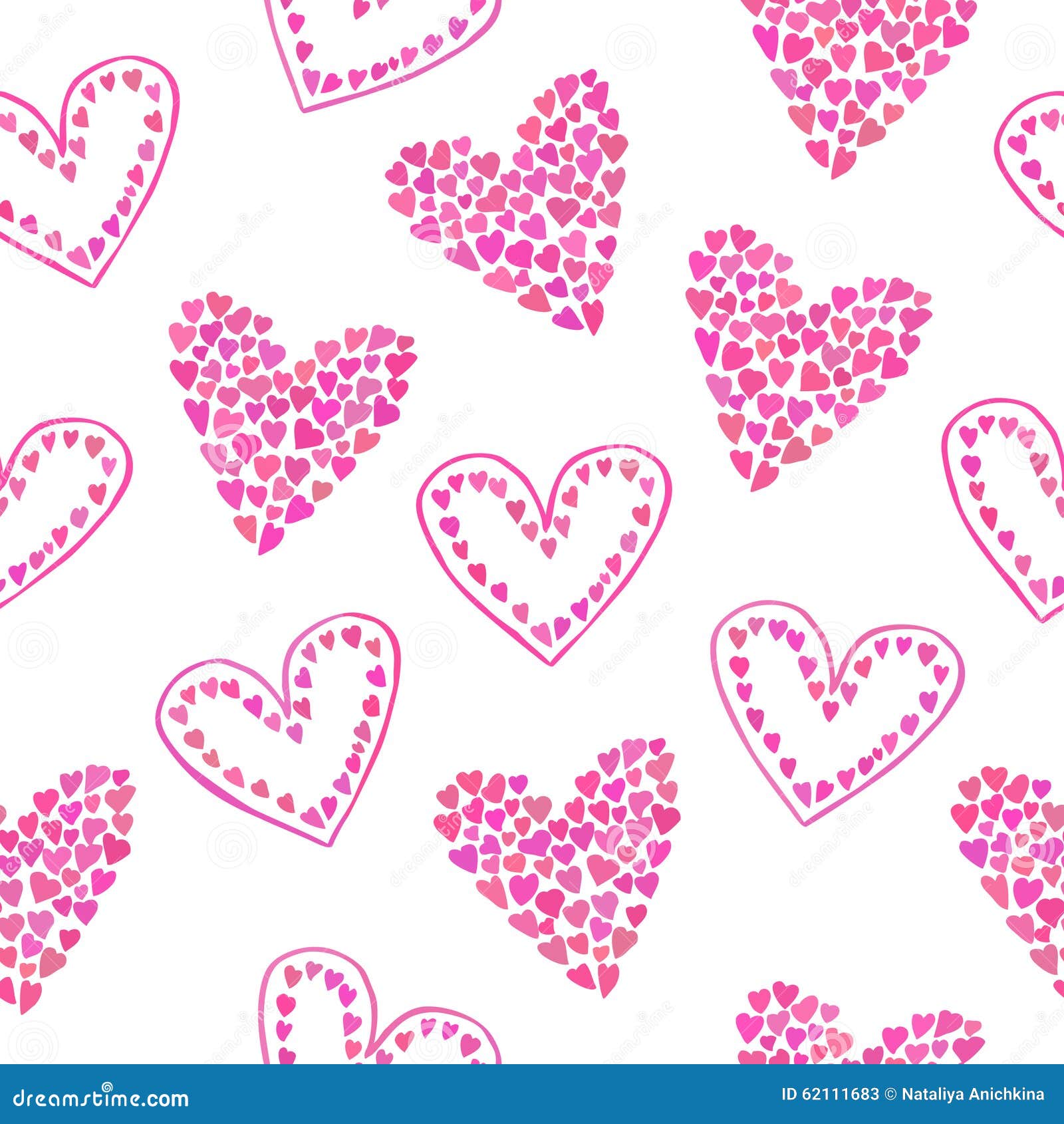 Seamless Pattern with Pink Hearts Stock Vector - Illustration of girly ...