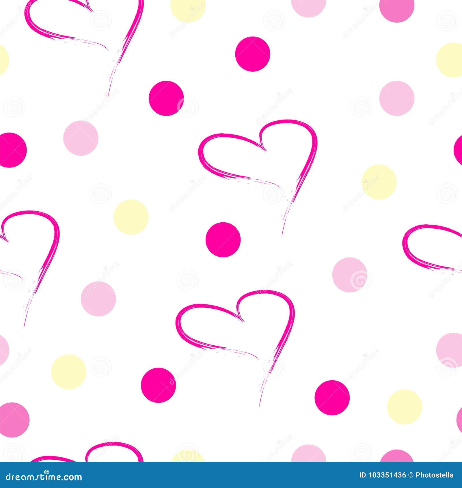 Seamless Pattern with Pink Hearts and Polka Dots Stock Vector ... Seamless Pattern with Pink Hearts and Polka Dots Stock Vector ...