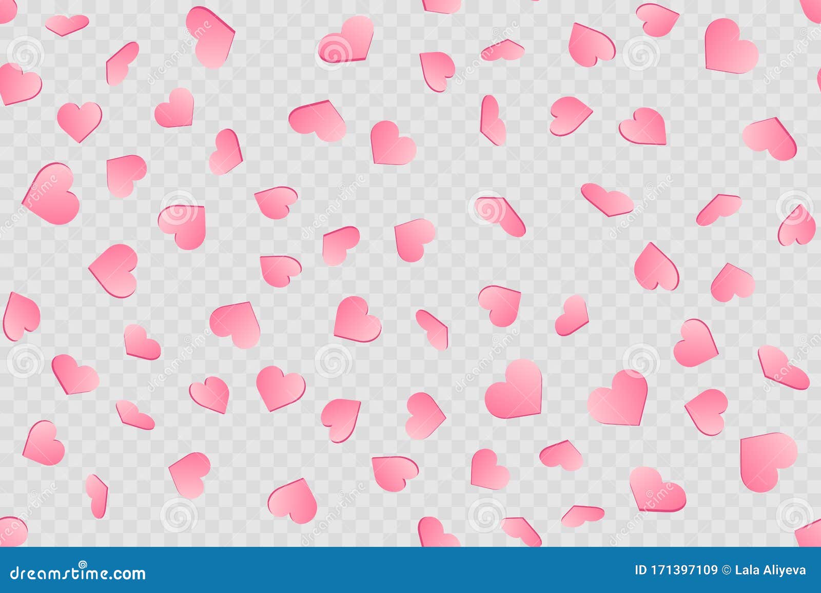 Seamless Pattern with Pink Hearts on Transparent Background. Vector ...