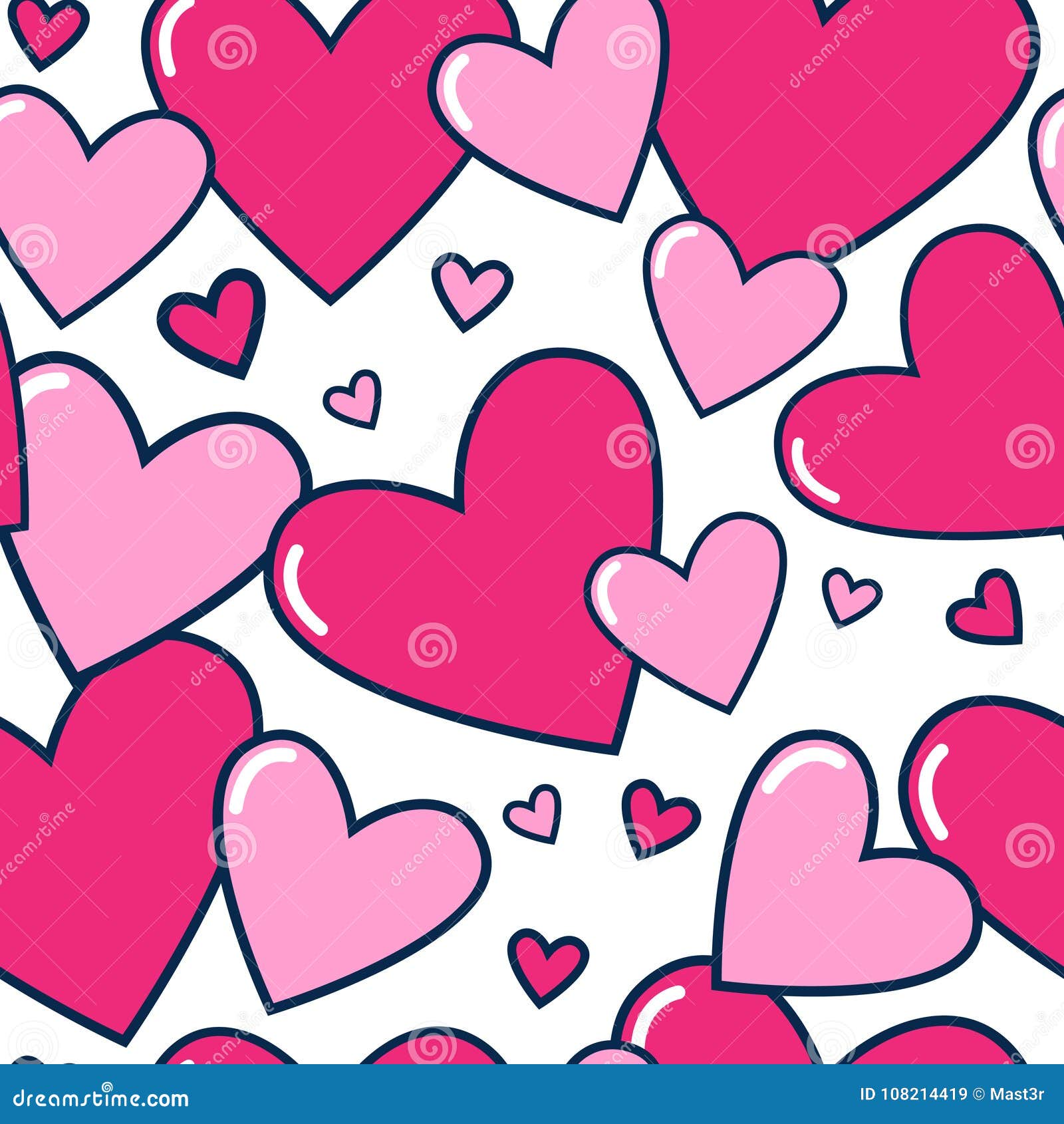 Seamless Pattern Pink Hearts on White Background Cute Valentines Day ... Seamless Pattern Pink Hearts on White Background Cute Valentines Day ...