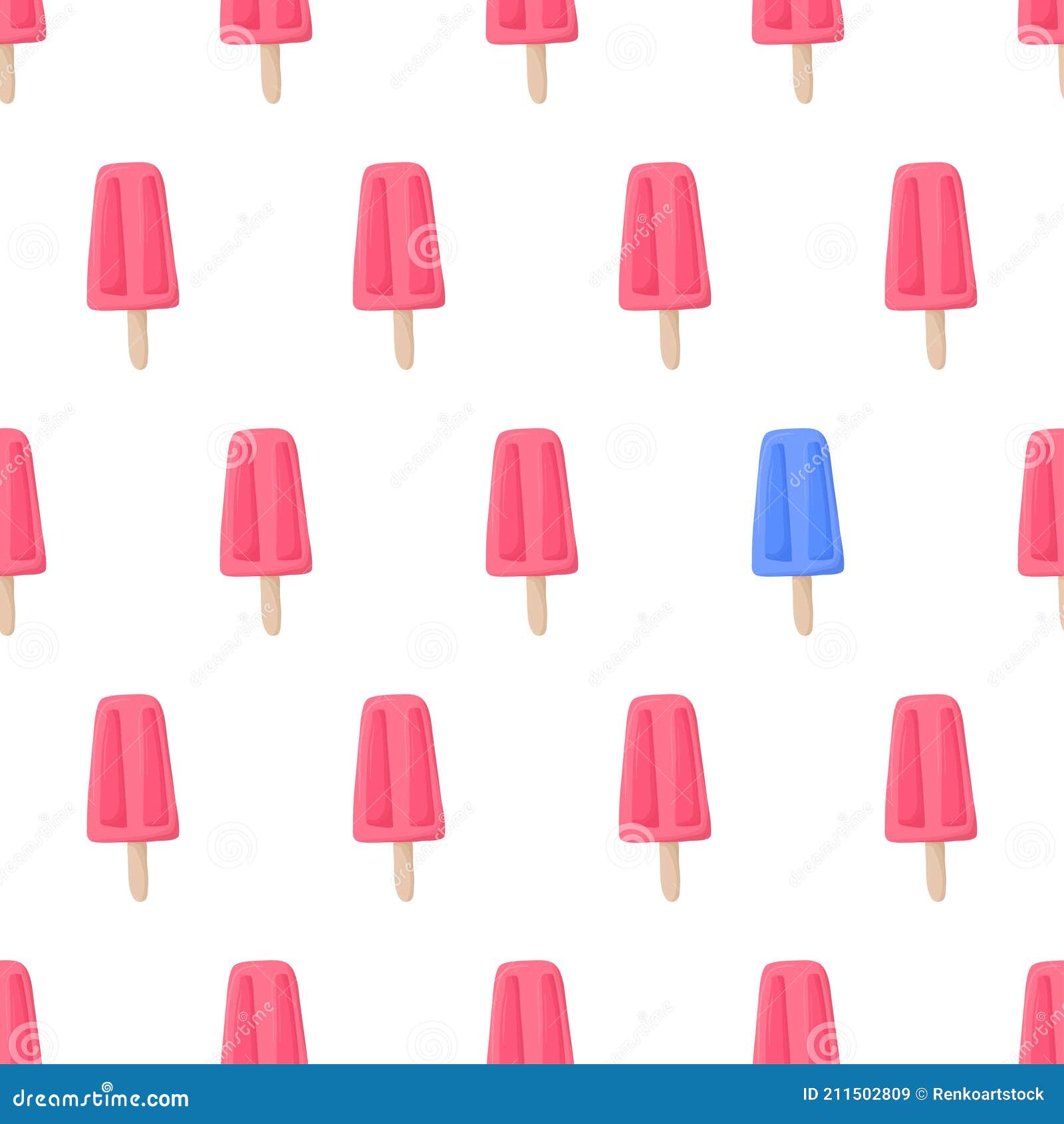 Seamless Pattern with Pink Ice Pops, with Eye Catching Element - Blue ...
