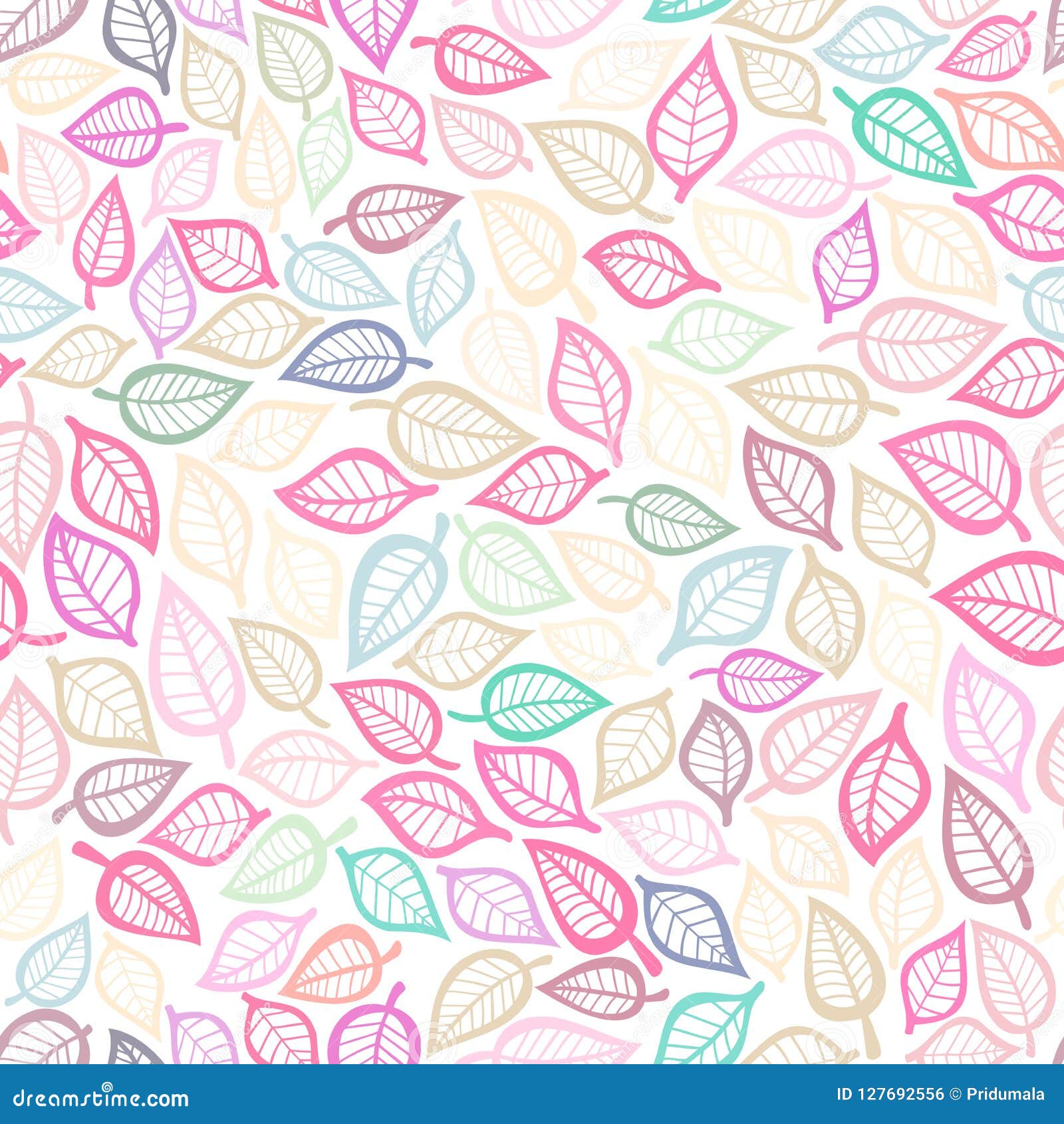Seamless Pattern with Pink Leaf. Botanical Backdrop Stock Vector ...