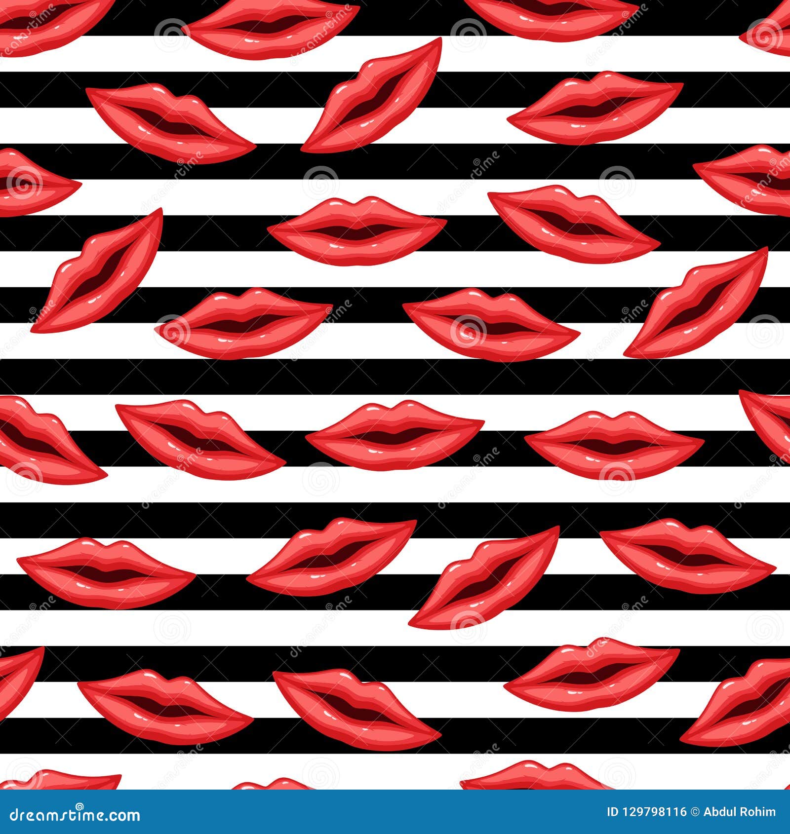 Seamless Pattern Pink Lips on Striped Background Stock Illustration ...