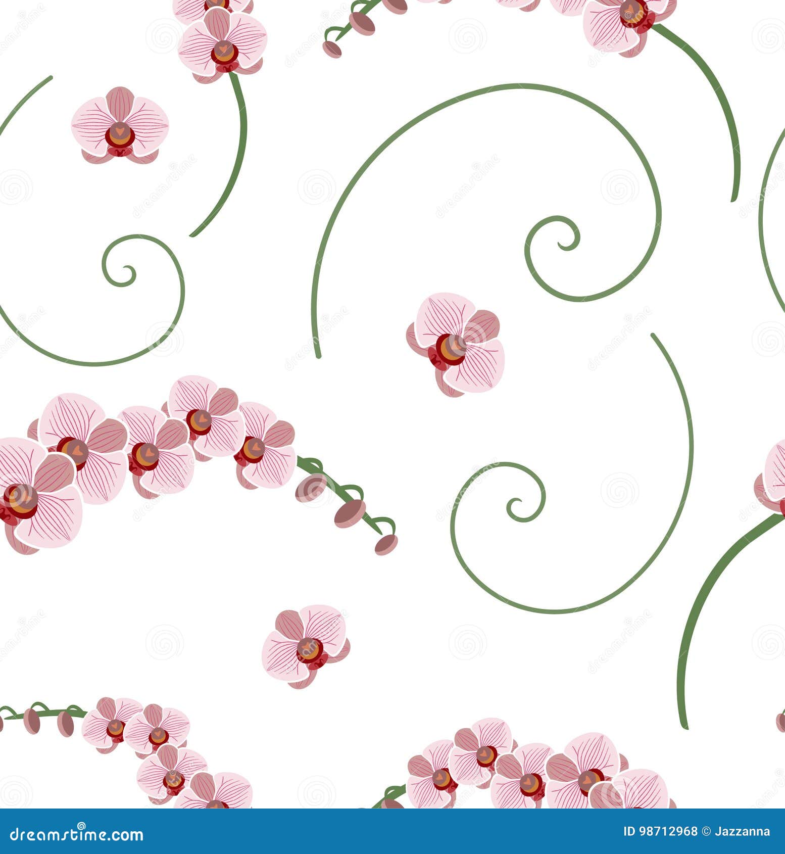 Seamless Pattern Pink Orchid Stock Vector - Illustration of orchid ...