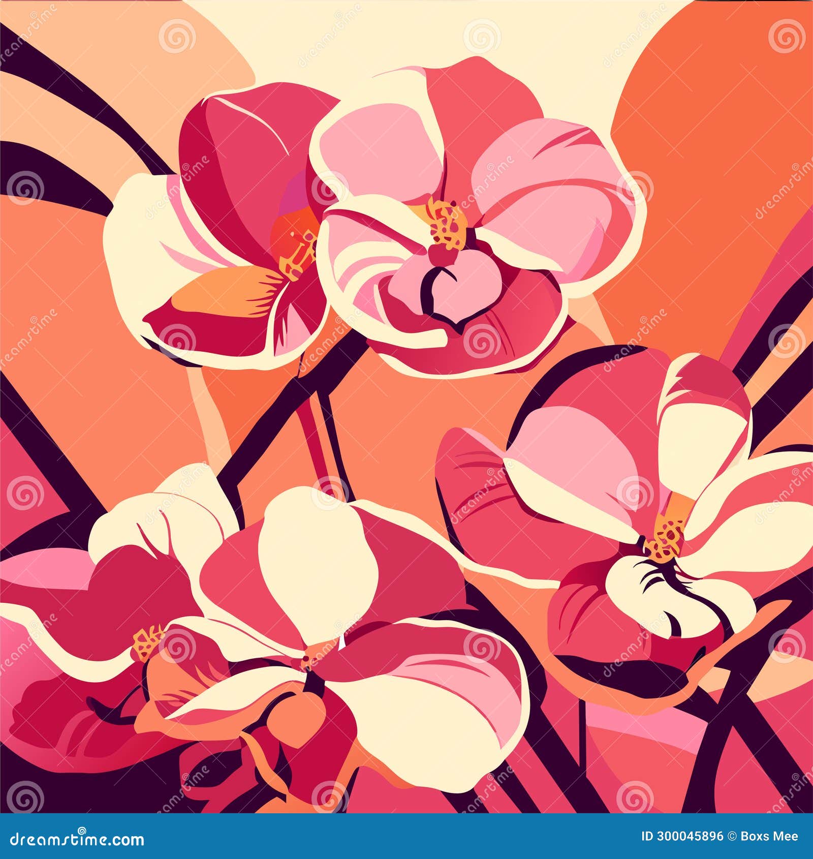 Orchids Vector Illustration. Black And White Floral Vector Illustration ...