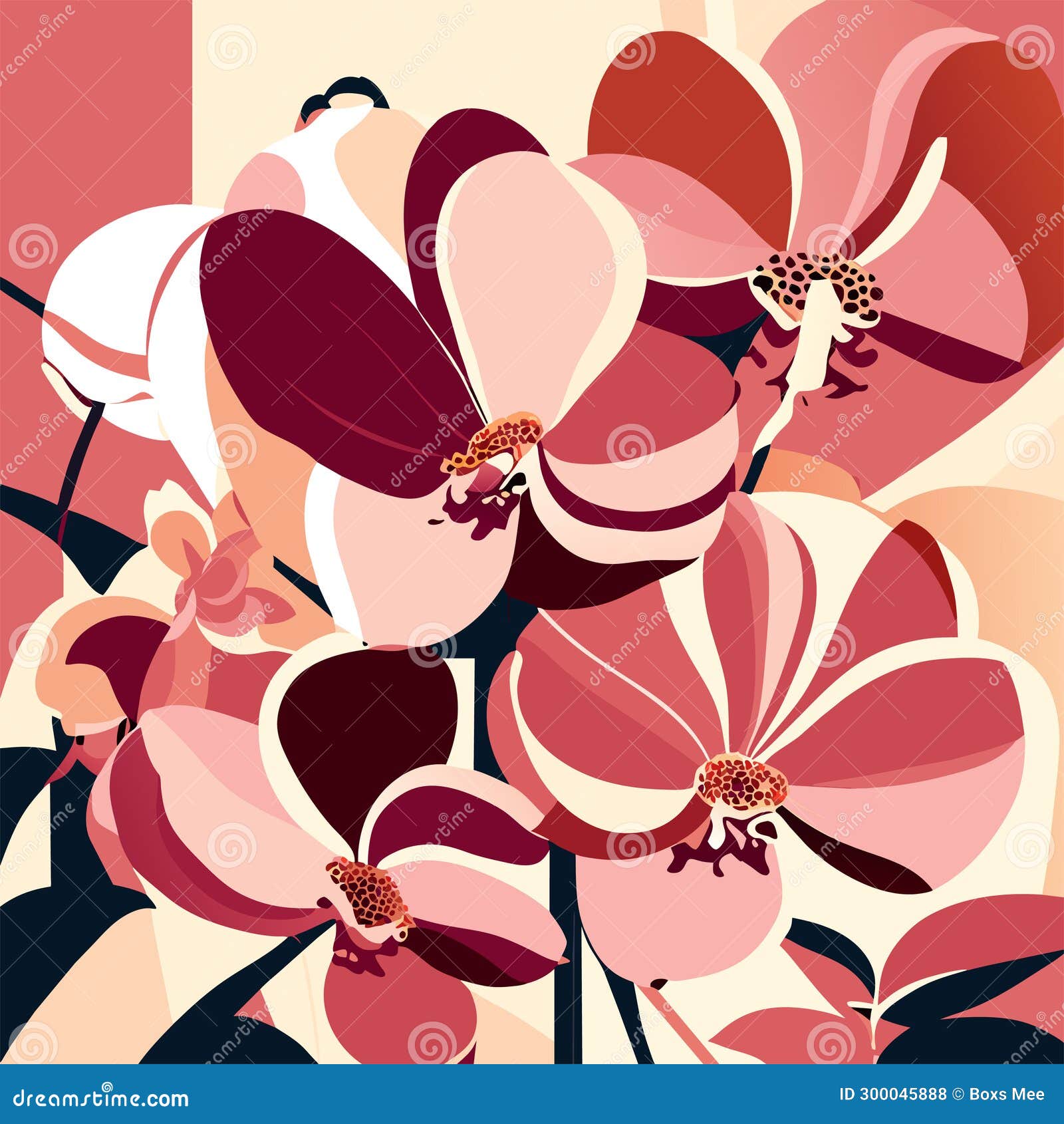 Orchids Vector Illustration. Black And White Floral Vector Illustration ...