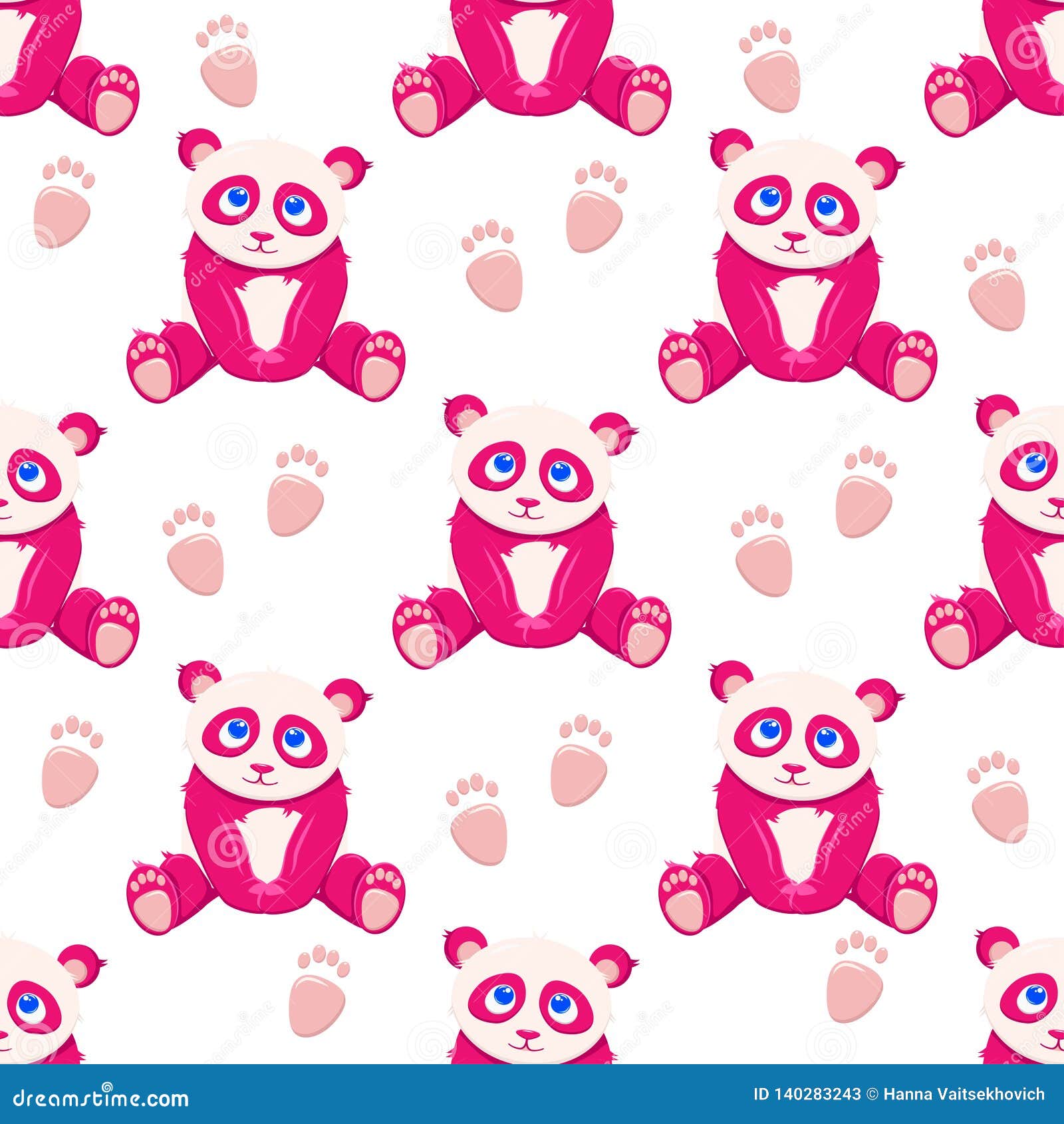 Seamless Pattern with Pink Panda- Vector Illustration, Eps Stock Vector ...