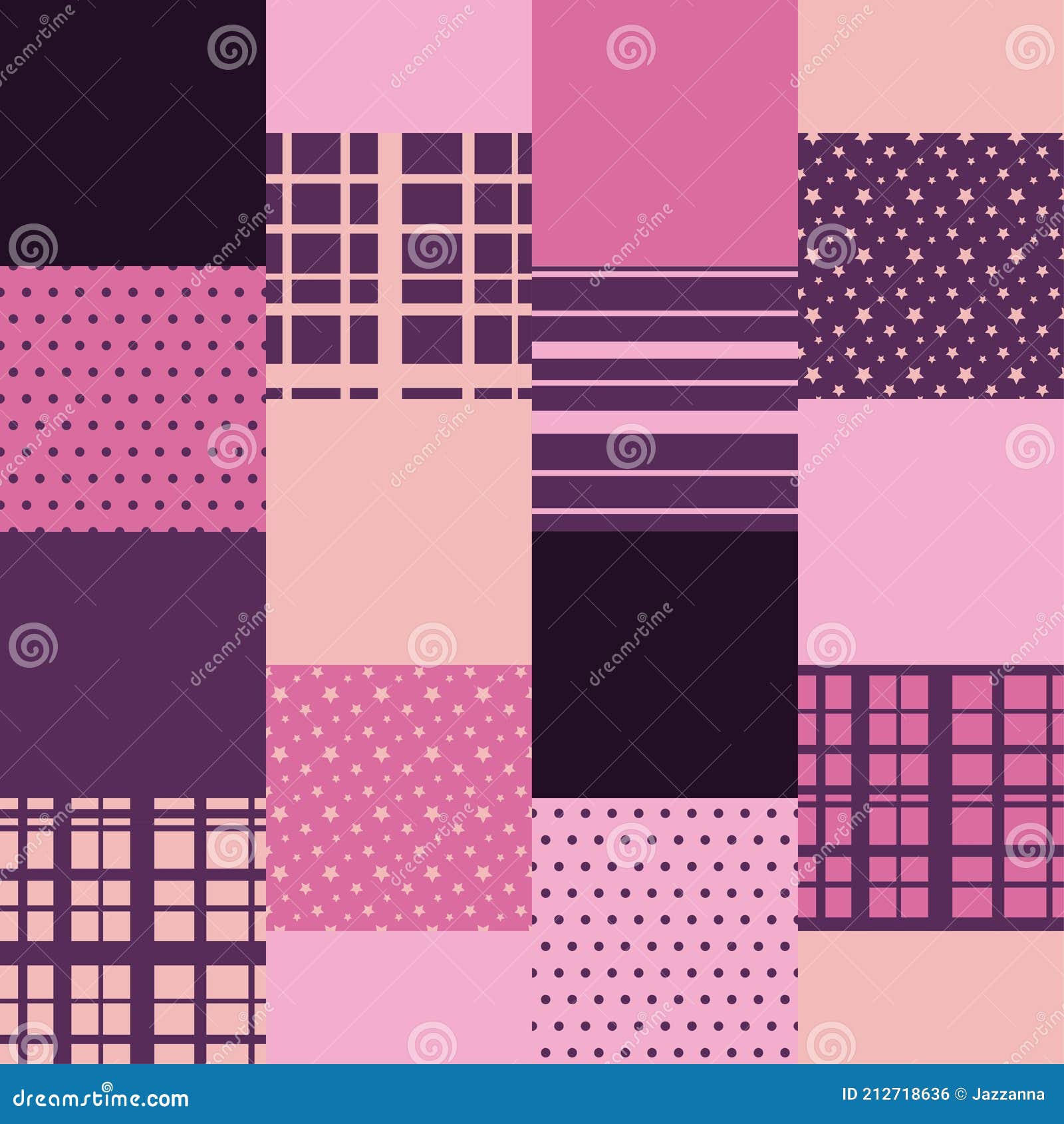 Seamless Pattern Pink Patchwork Quilt Stock Vector - Illustration of ...