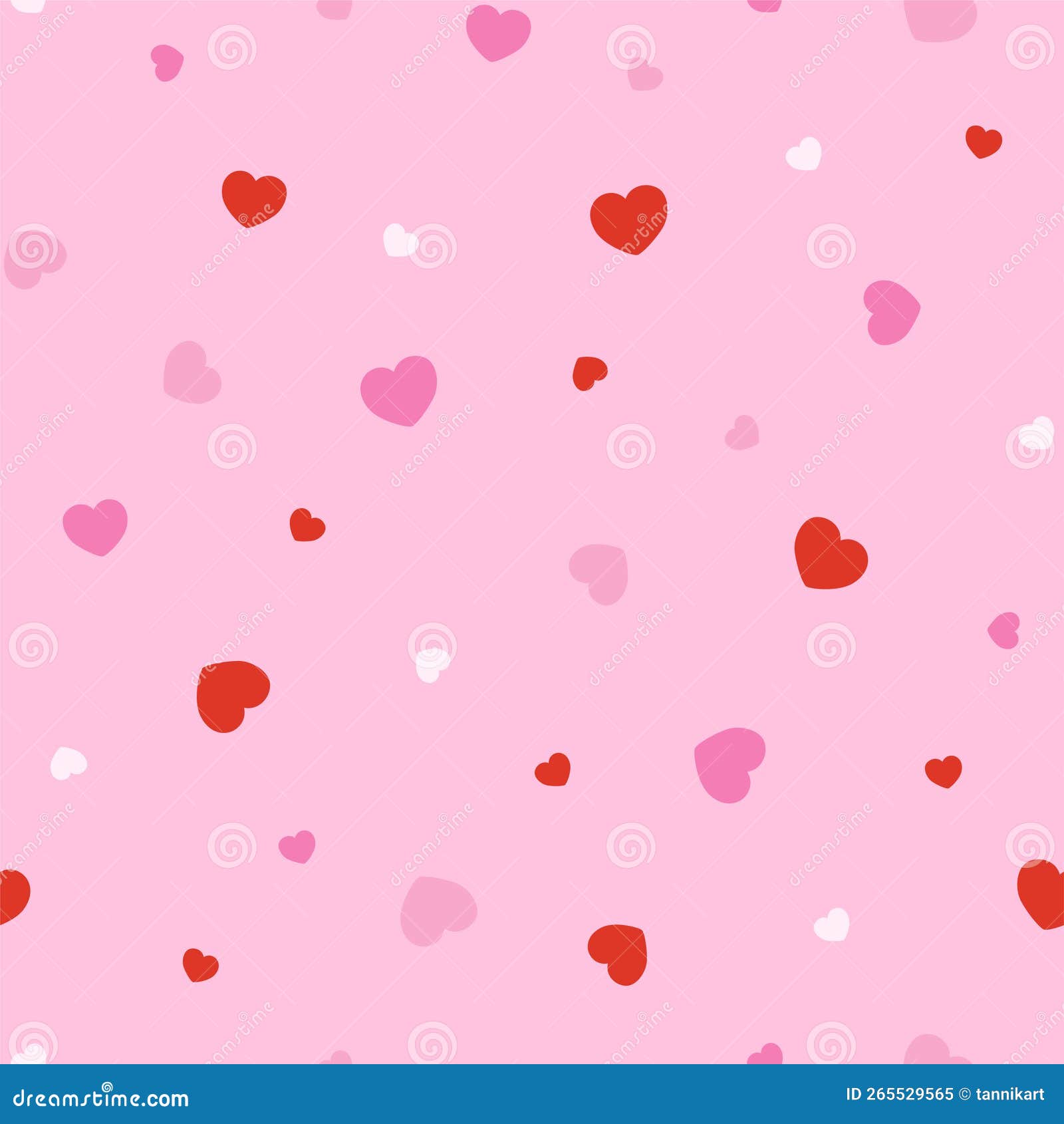 Seamless Pattern with Pink and Red Hearts. Vector Design Stock Vector ...