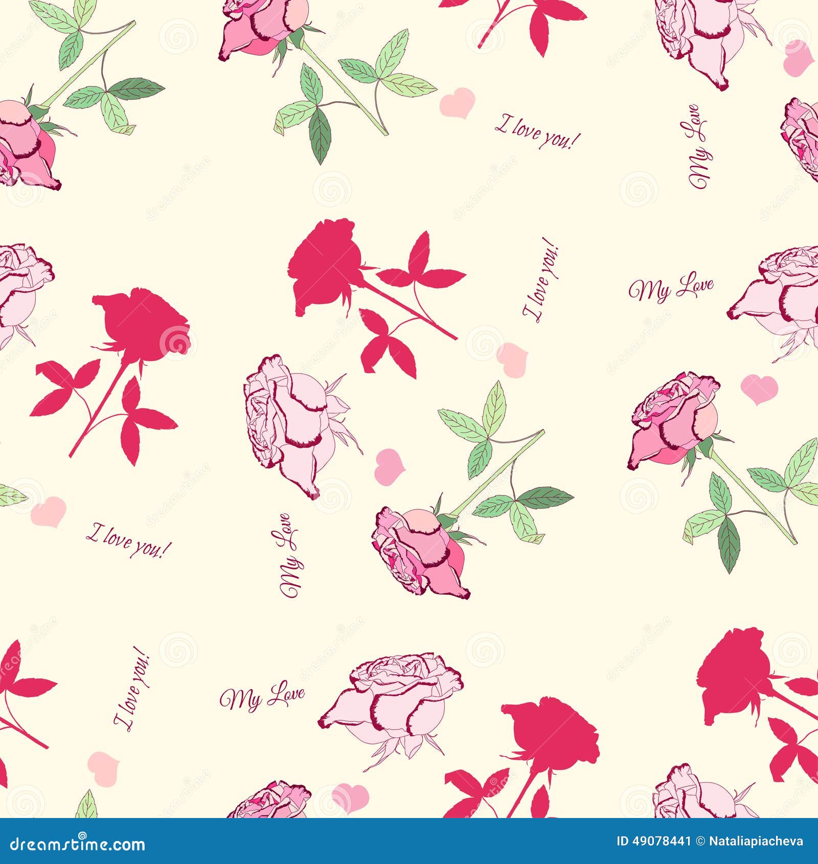 Seamless Pattern with Pink Rose1_6 Stock Vector - Illustration of ...