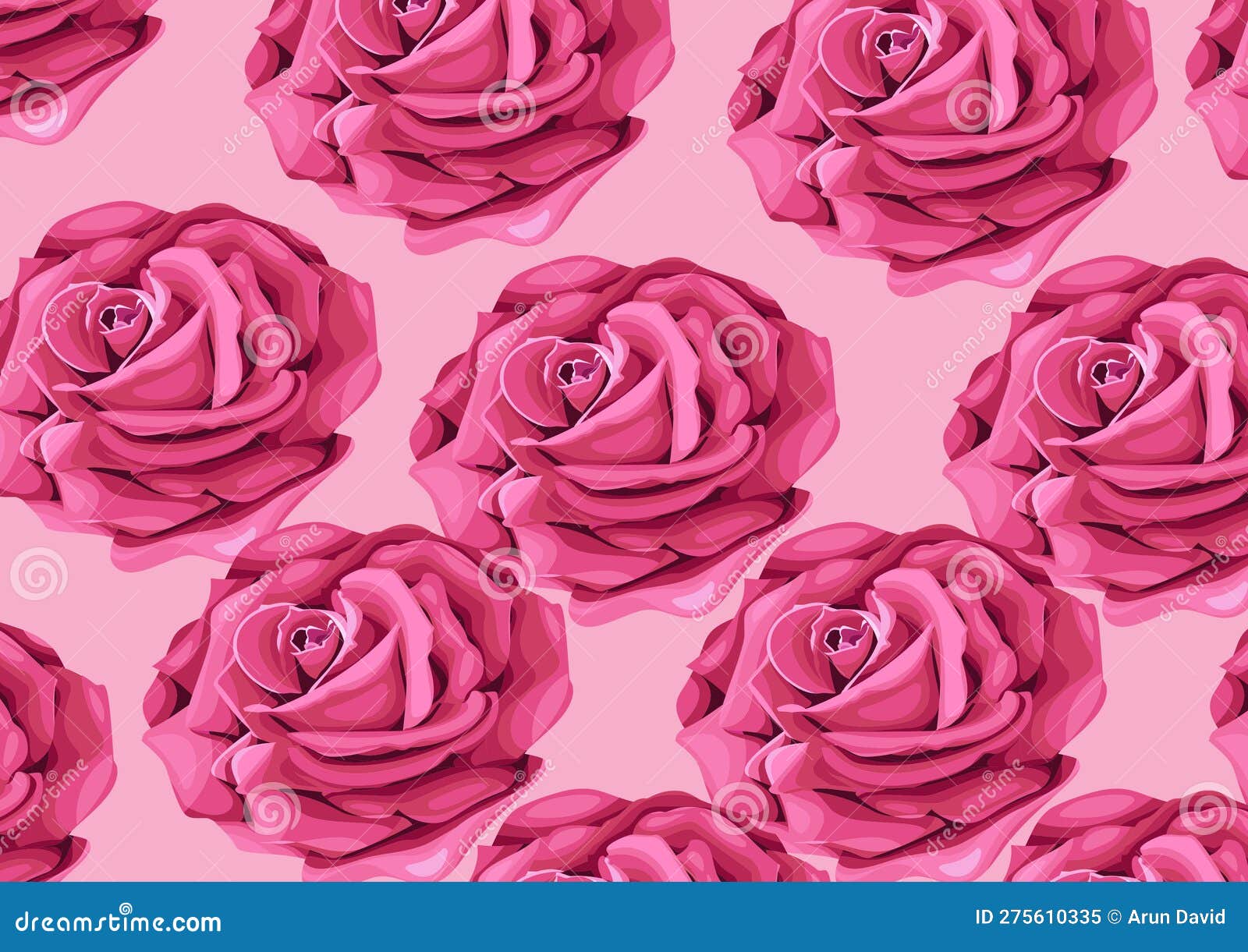 Seamless Pattern with Pink Roses on a Pink Background Illustration ...