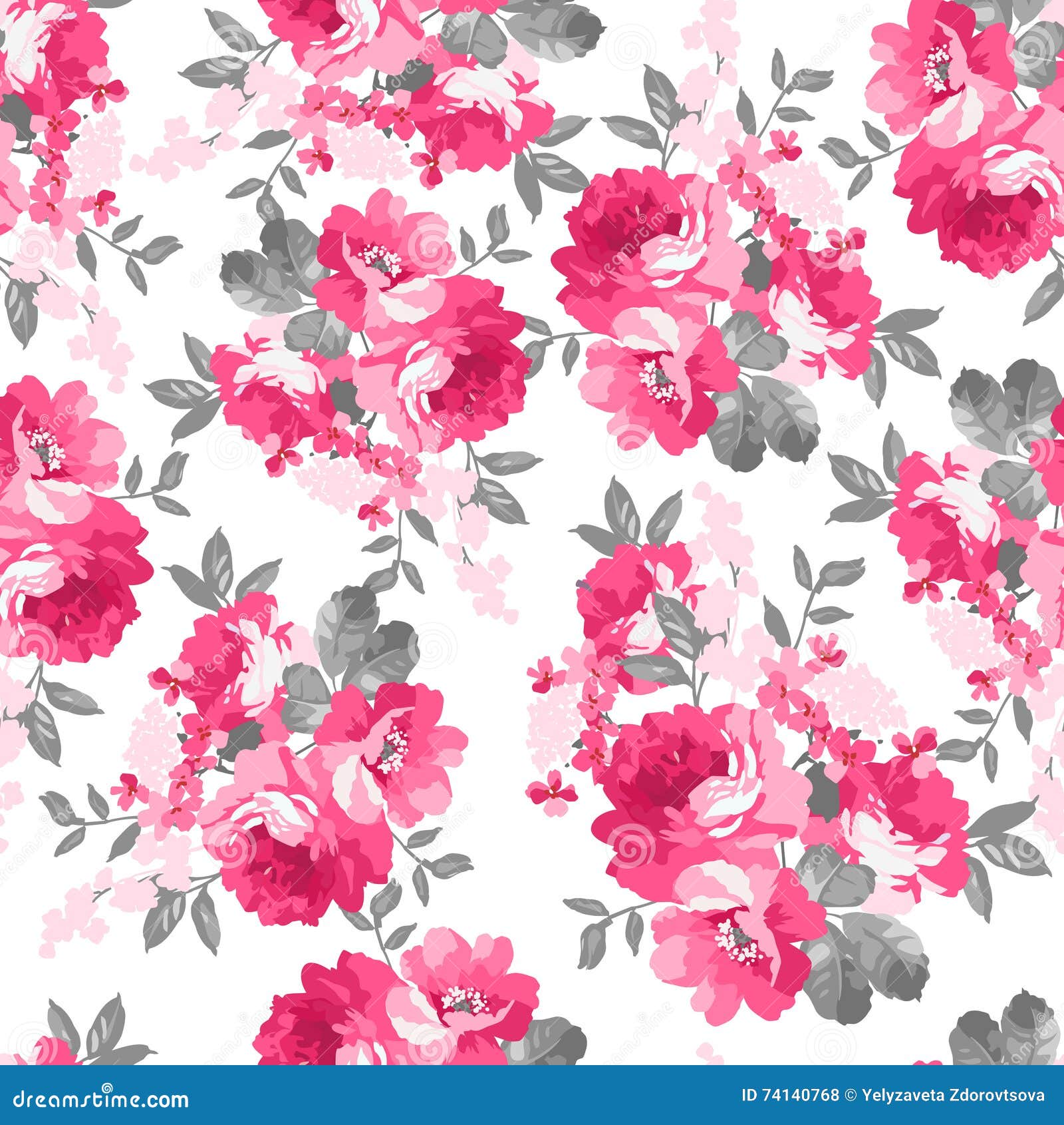 Seamless Pattern with Pink Roses Stock Vector - Illustration of romance ...