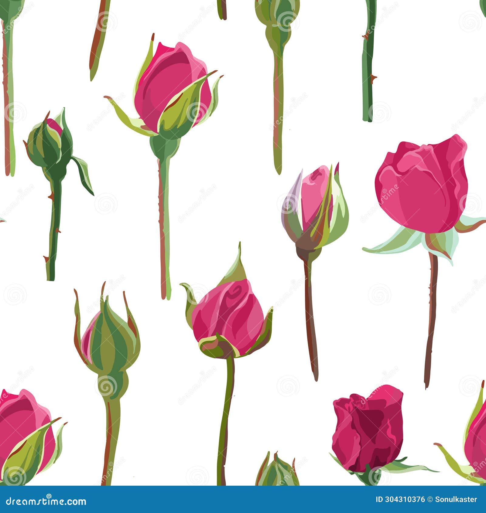 Seamless Pattern of Pink Roses Stock Vector - Illustration of floral ...