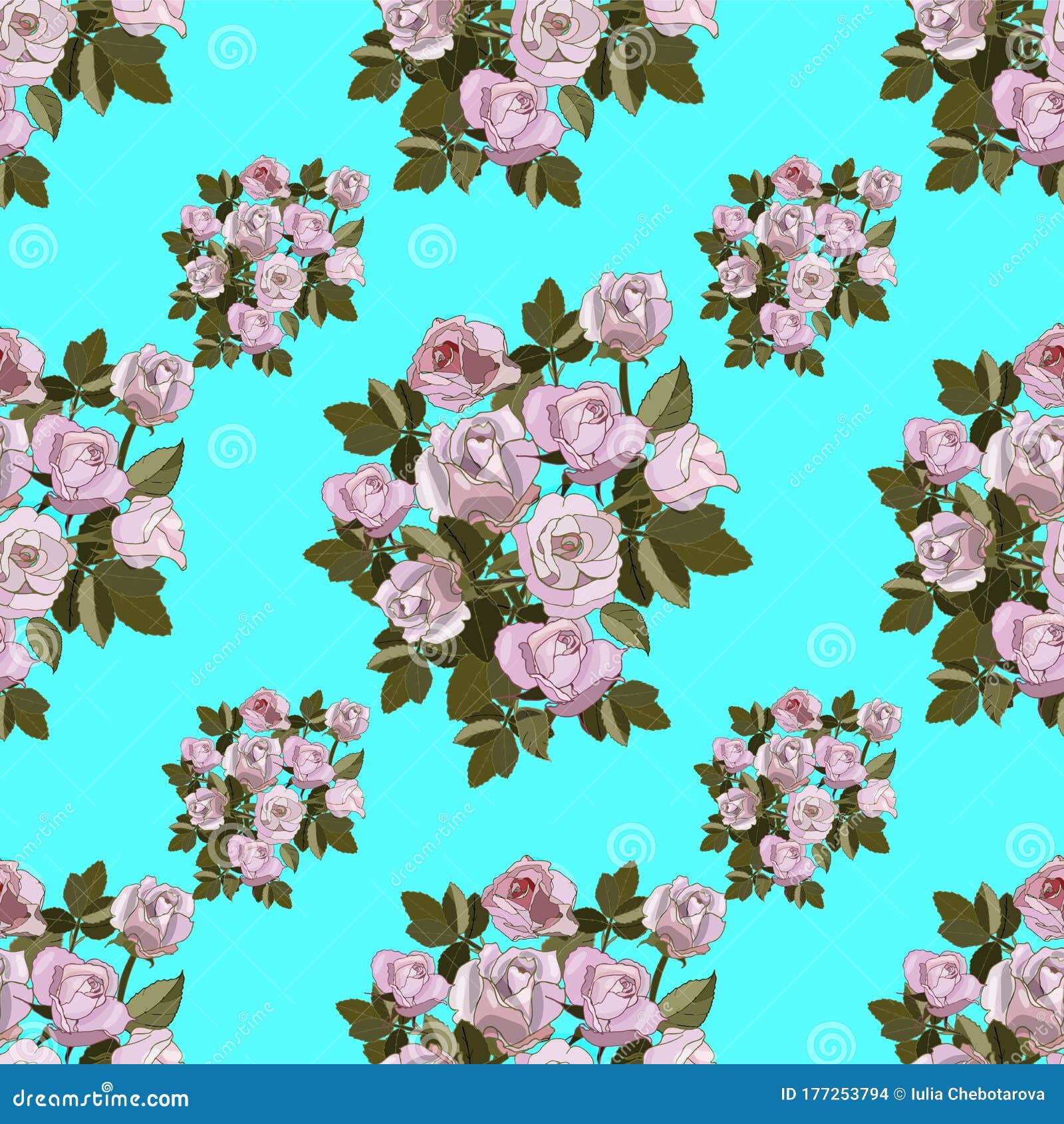 Seamless Pattern with Pink Roses. Stock Illustration - Illustration of ...