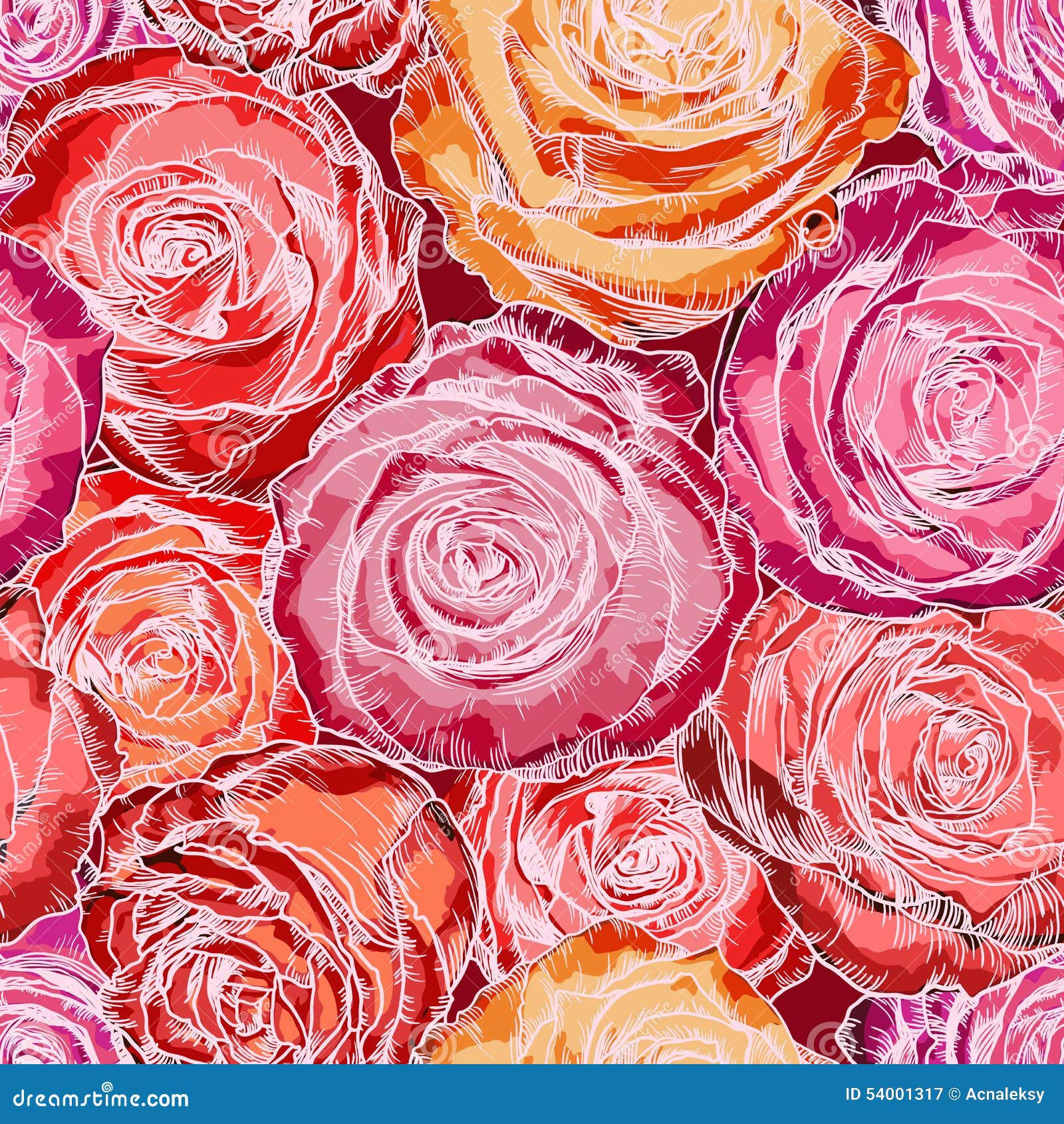 Seamless Pattern with Pink Roses Stock Vector - Illustration of ...