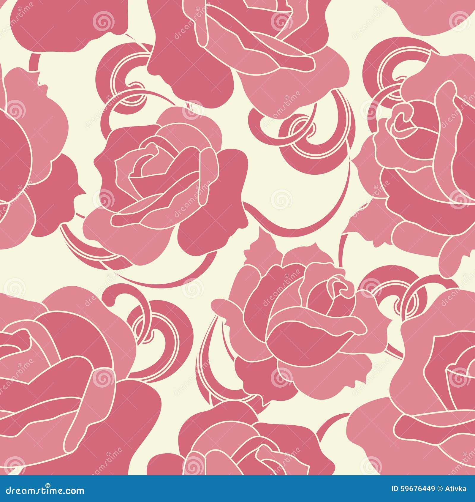 Seamless Pattern with Pink Roses Stock Vector - Illustration of floral ...