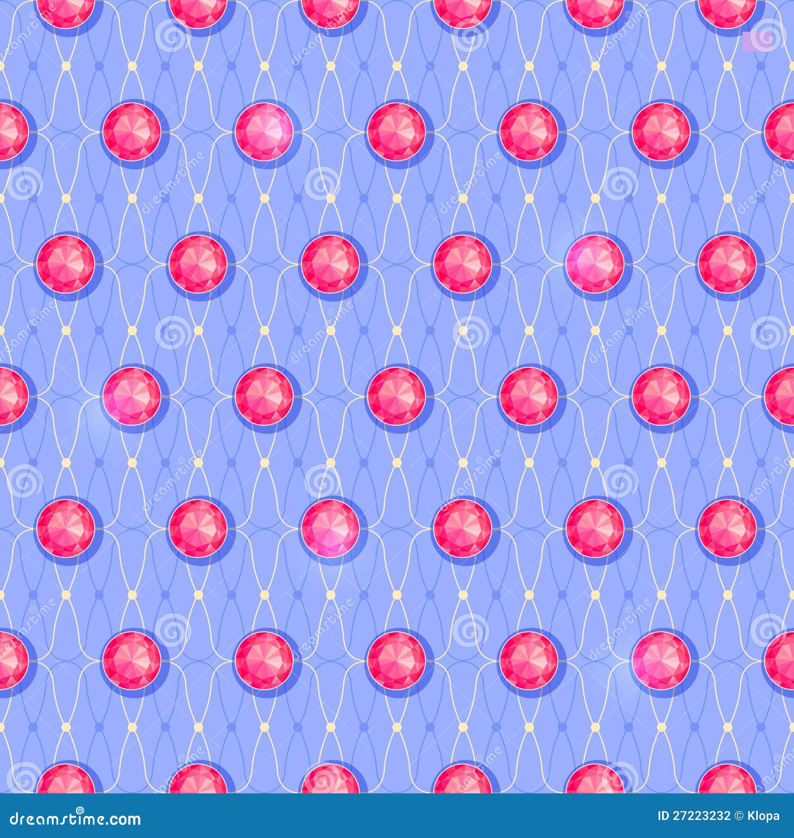 Seamless Pattern with Pink Round Gem Stones Stock Illustration ...