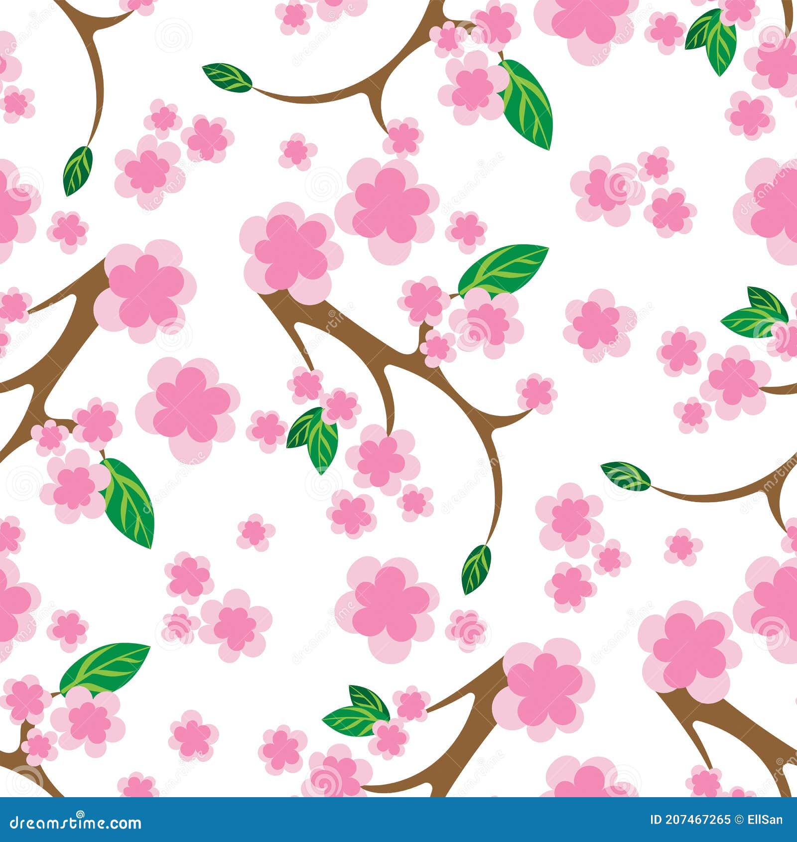 Seamless Pattern of Pink Sakura Flowers. Pattern of Branch Japanese ...