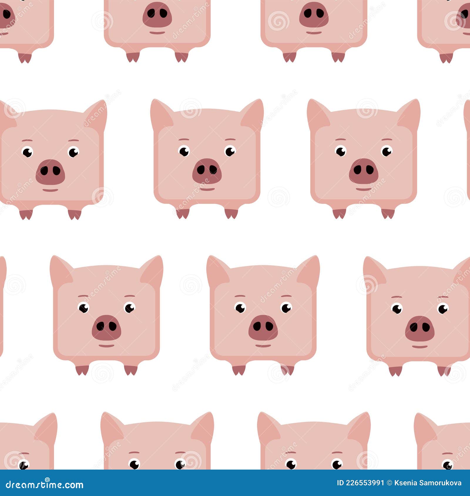 Seamless Pattern of Pink Square Pig Stock Vector - Illustration of head ...