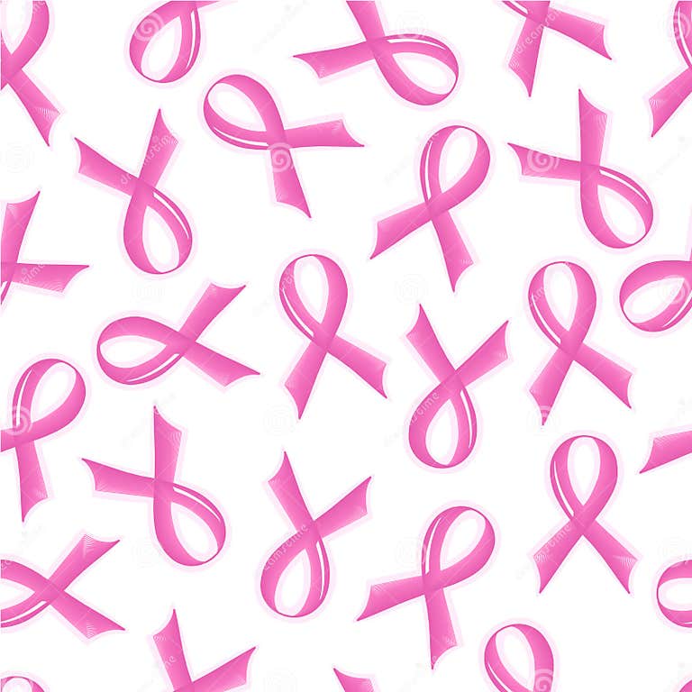 Seamless Pattern of Pink Support Ribbon Stock Vector - Illustration of ...