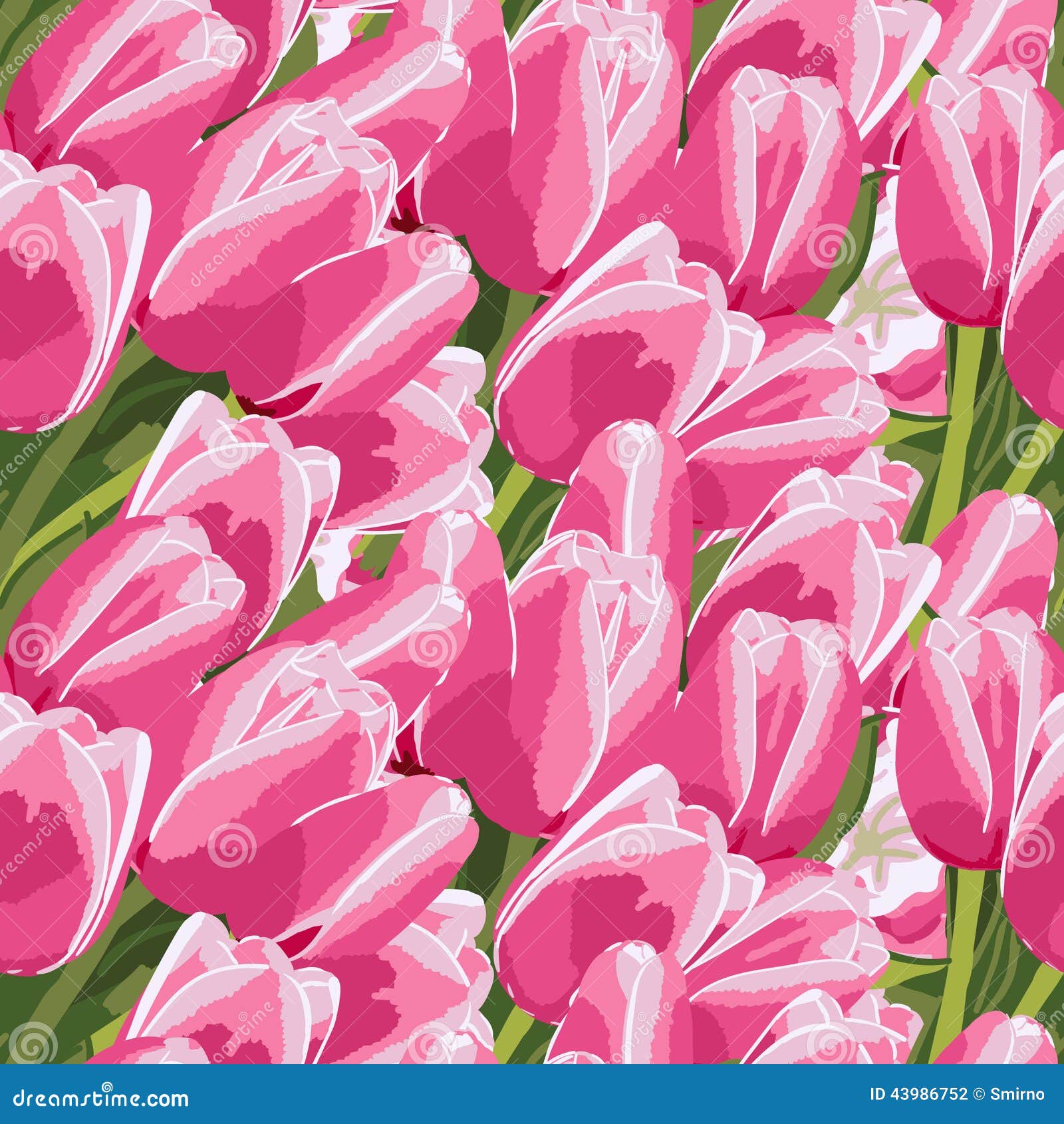 Seamless Pattern with a Pink Tulips Stock Vector - Illustration of ...
