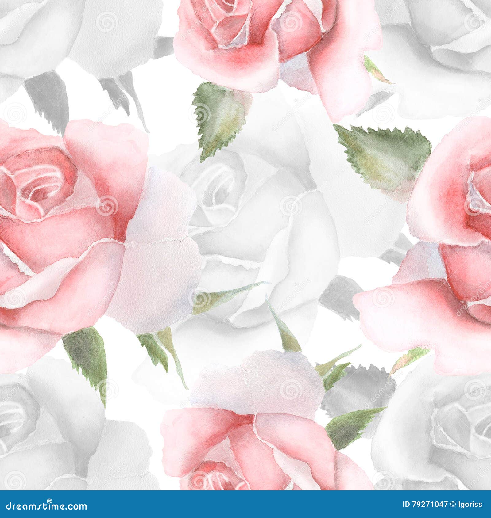 Seamless Pattern with Pink Watercolor Roses. Stock Illustration ...