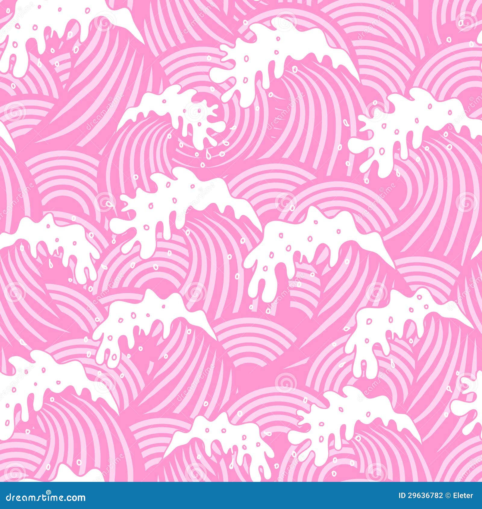 Seamless Pattern with Pink Waves Stock Vector - Illustration of curl ...