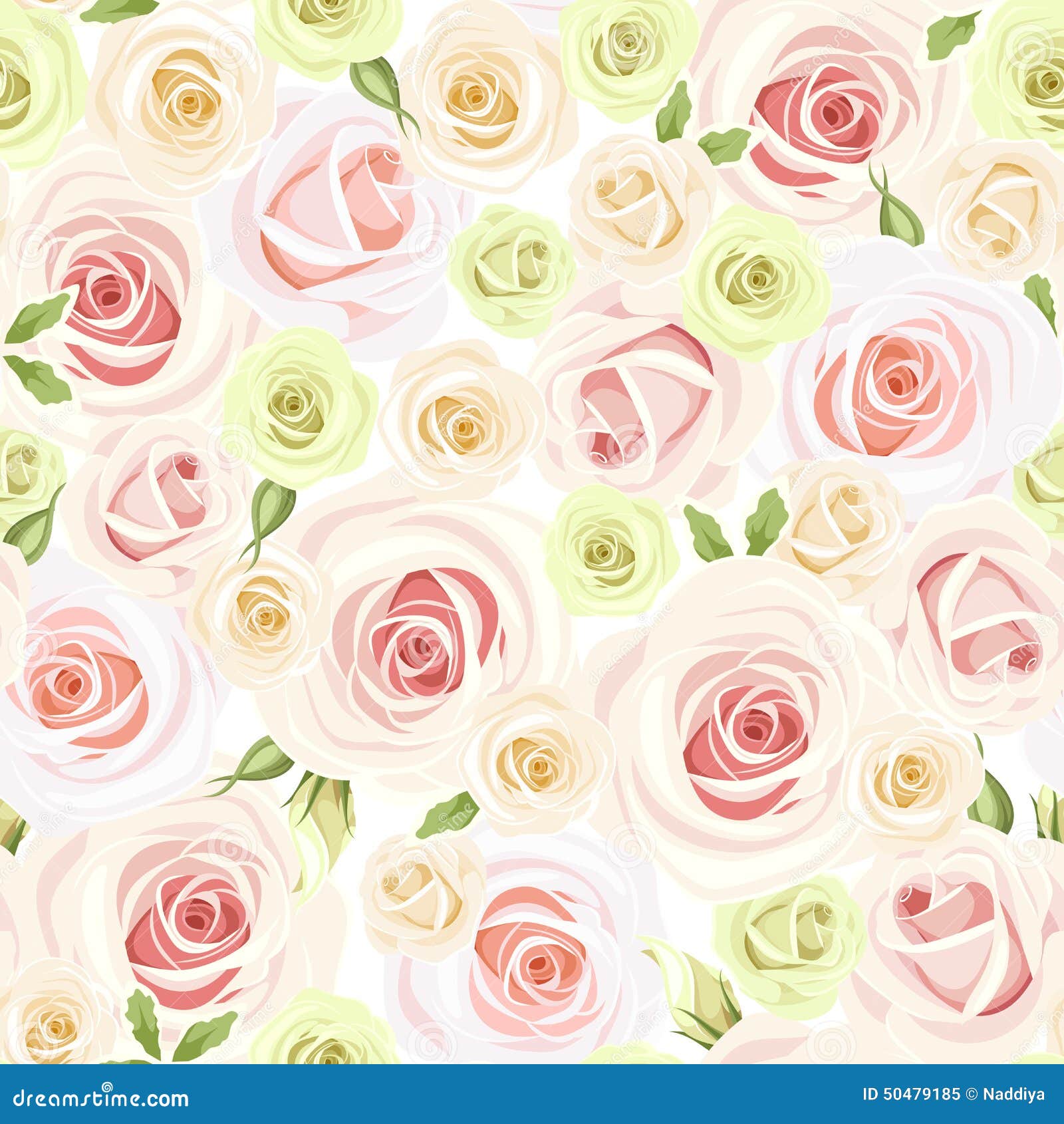 Seamless Pattern with Pink and White Roses. Vector Illustration. Stock ...