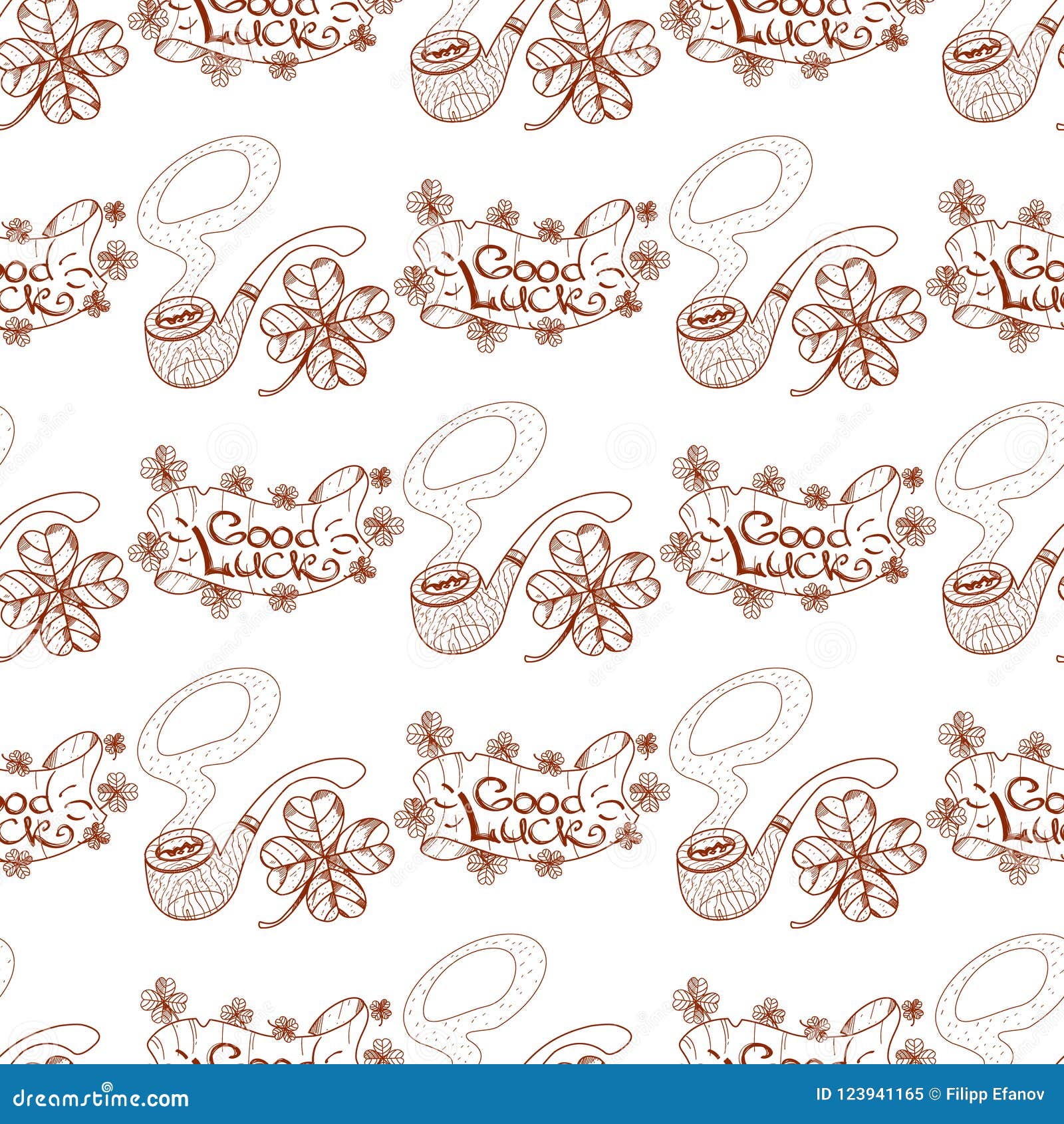 Seamless Pattern with a Pipe Banner and of Good Luck Stock Illustration ...