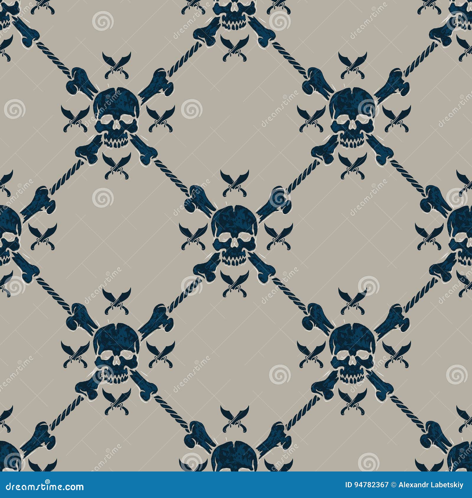 Seamless Pattern Pirate Skulls Stock Vector - Illustration of funky ...