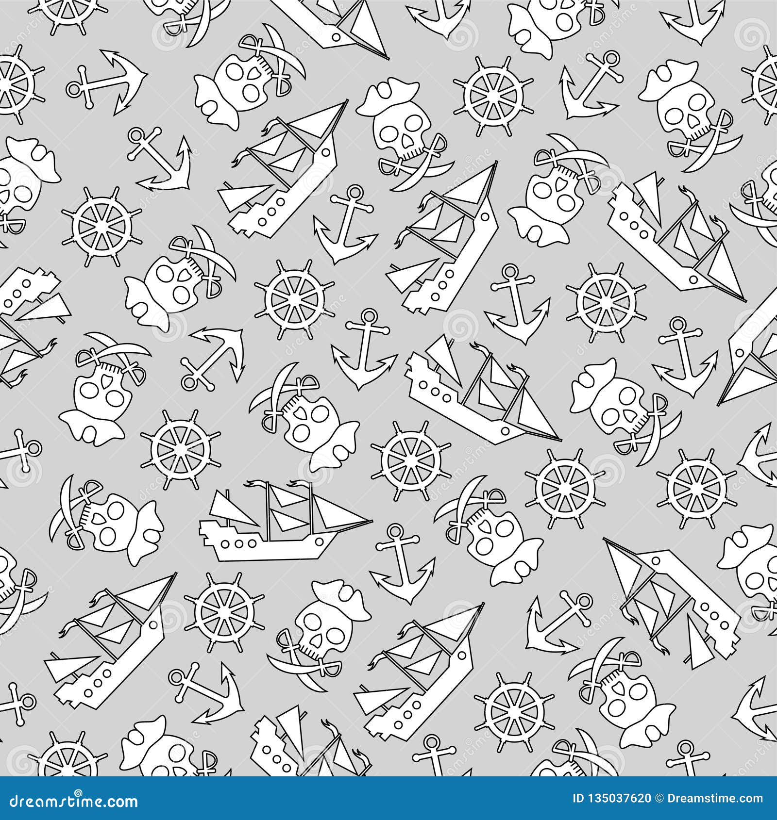 Seamless Pattern on the Pirates Theme. for Decoration, Wrapping, Print ...