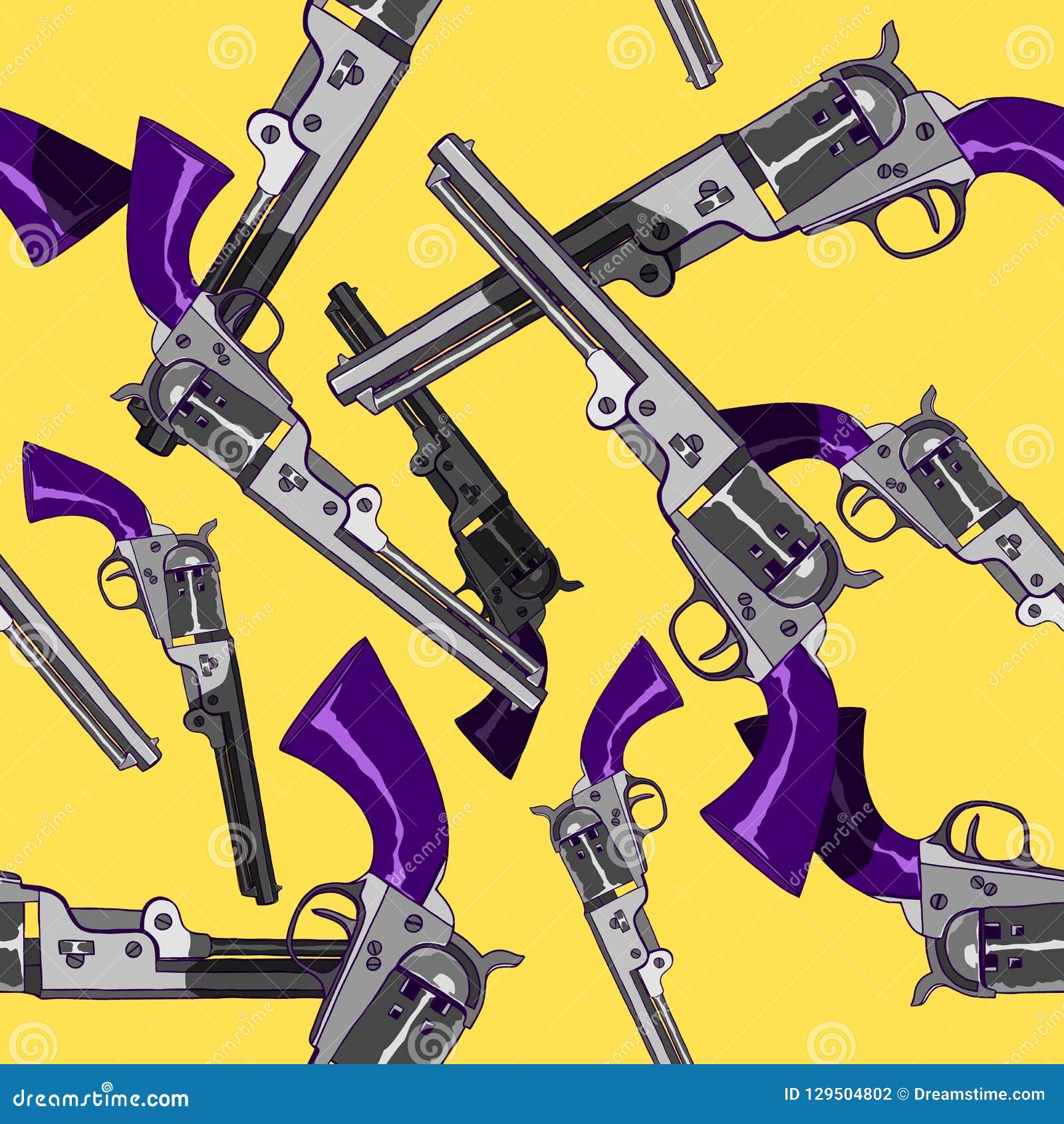 Seamless Pattern of Pistols. Stock Vector - Illustration of fire ...