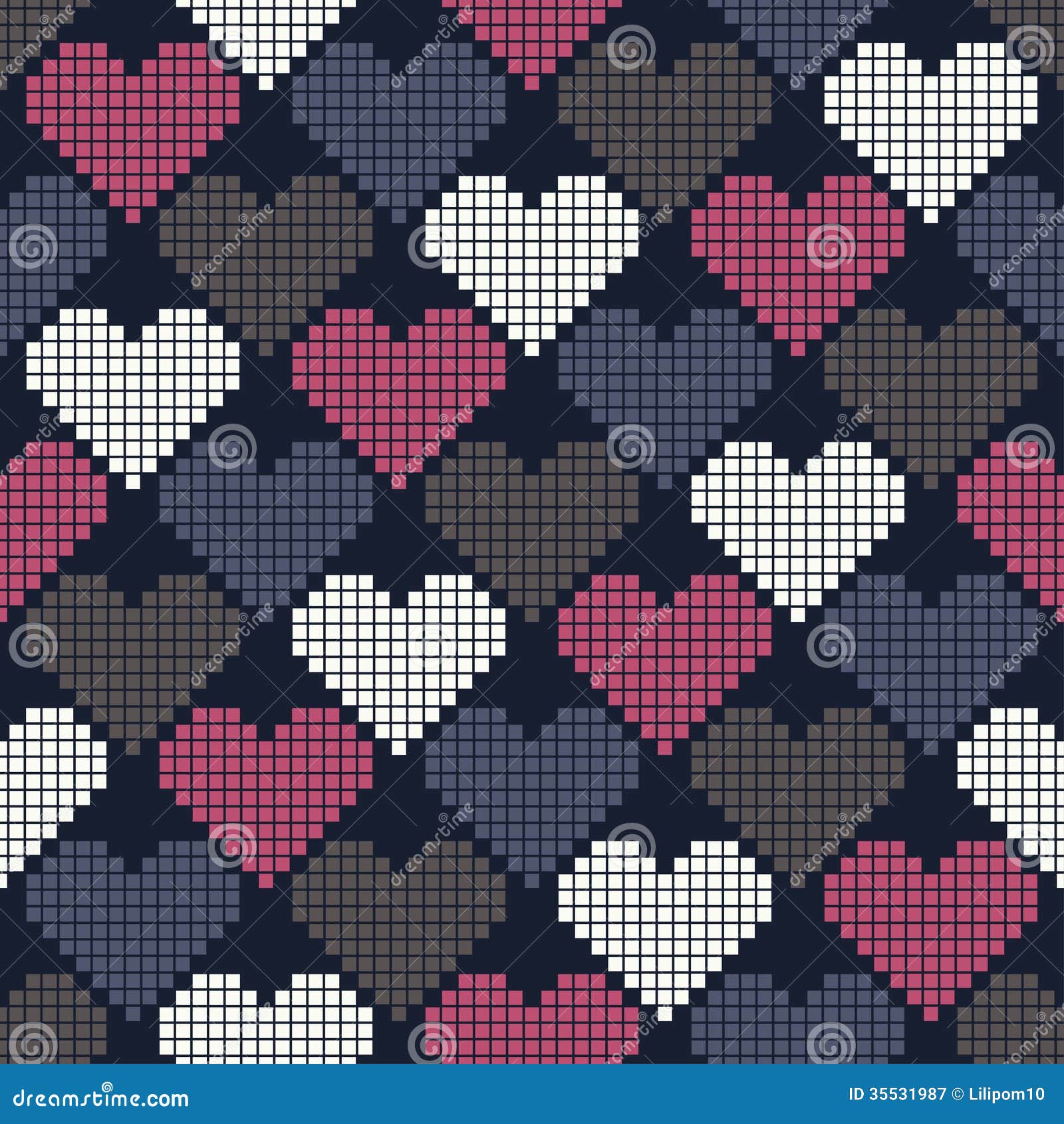 Seamless Pattern With Pixel Hearts Royalty Free Stock Photography ...