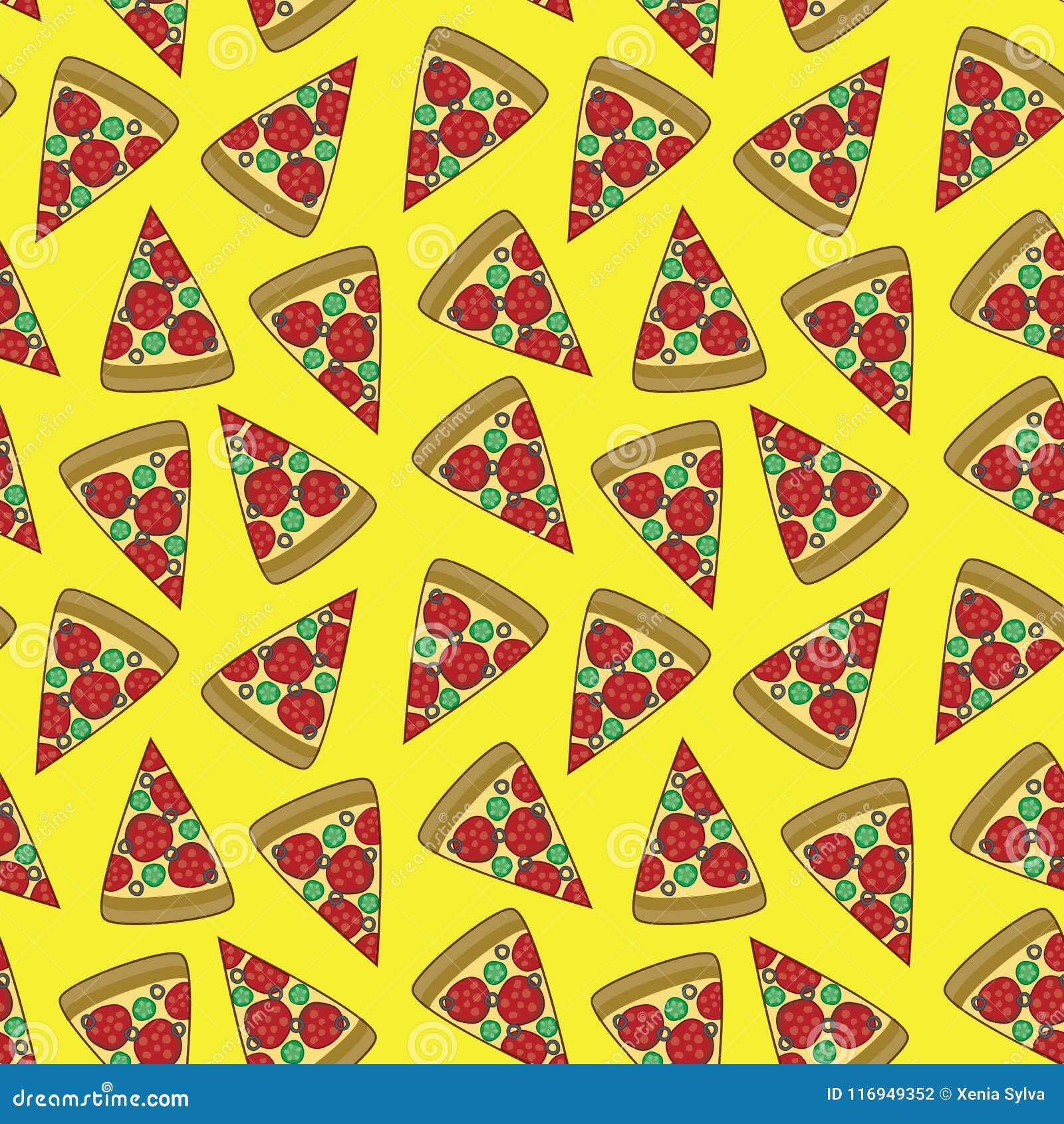 Seamless Pattern with Pizza Pieces. Stock Vector - Illustration of ...