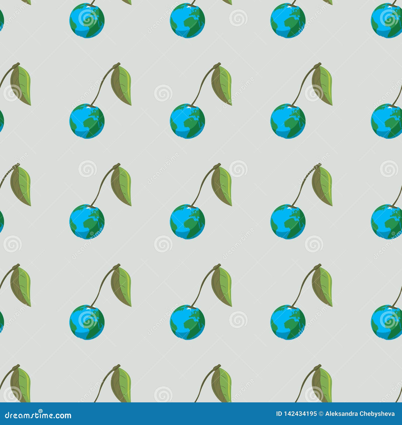 Seamless Pattern with Planet Earth in the Form of Cherry Berries Stock ...