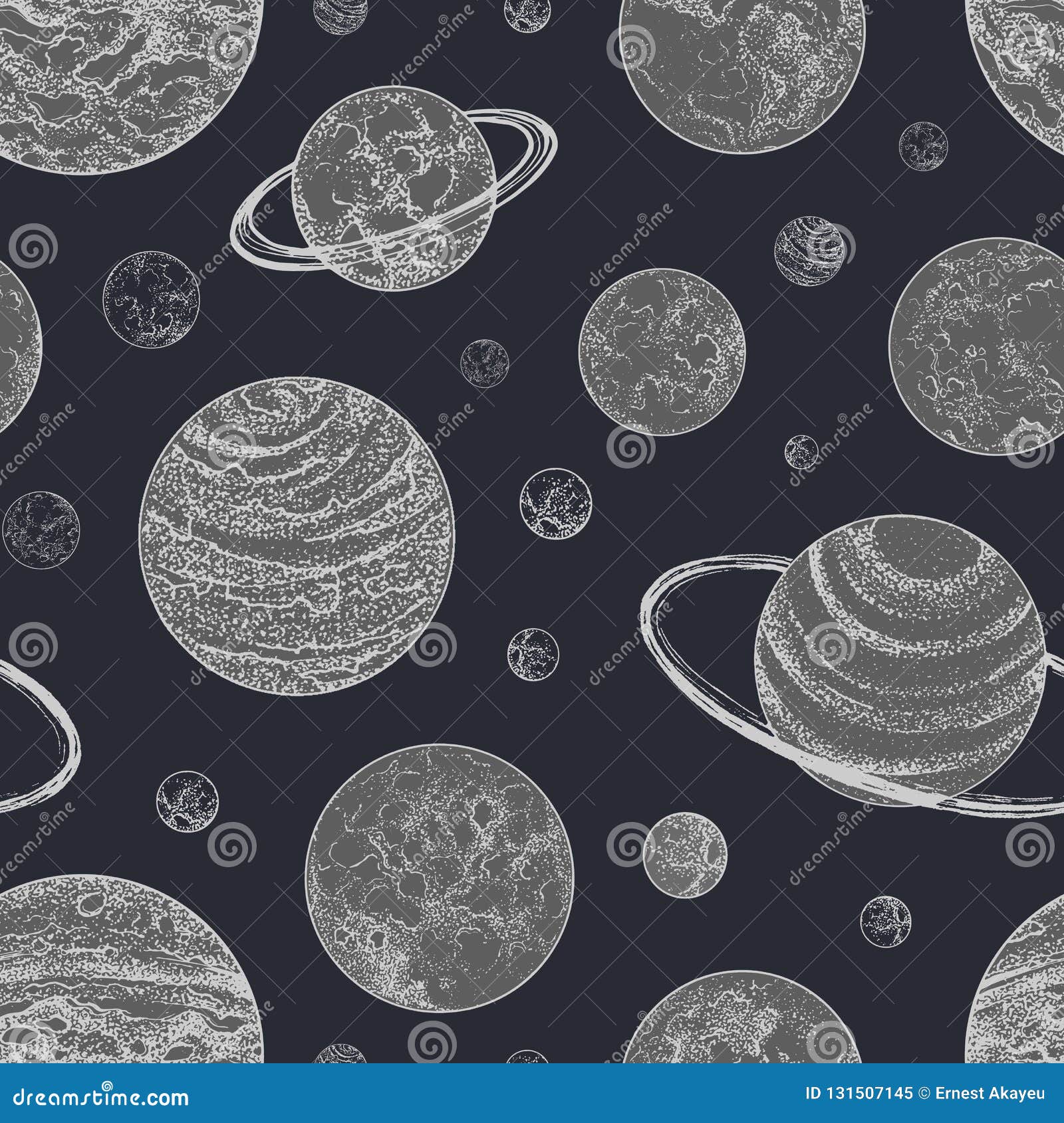 Seamless Pattern with Planets and Other Astronomical Objects in Outer ...