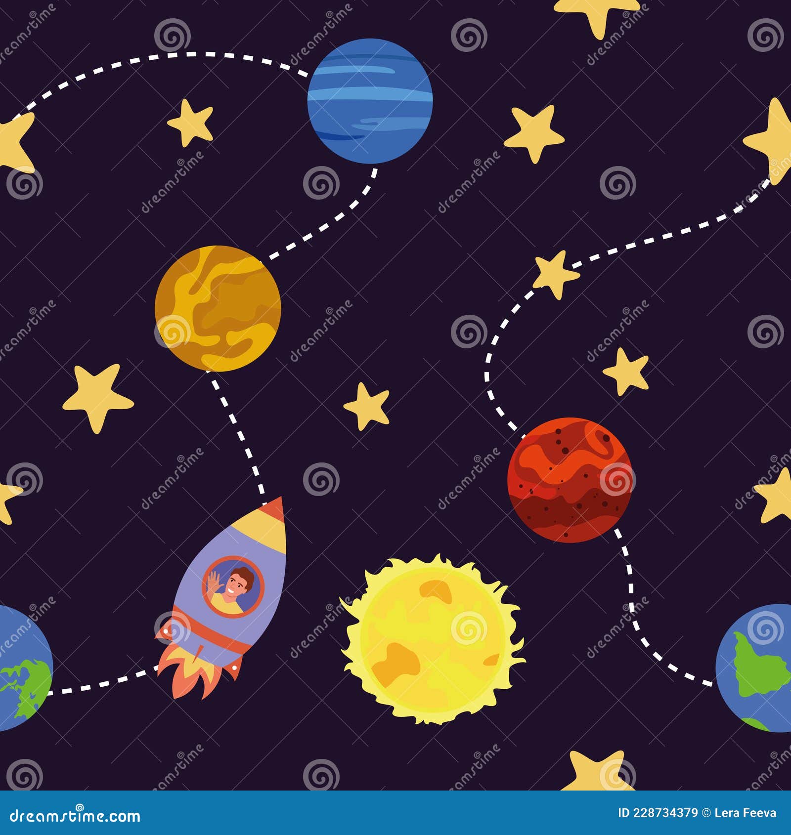 Seamless Pattern with Planets of the Solar System Stock Vector ...