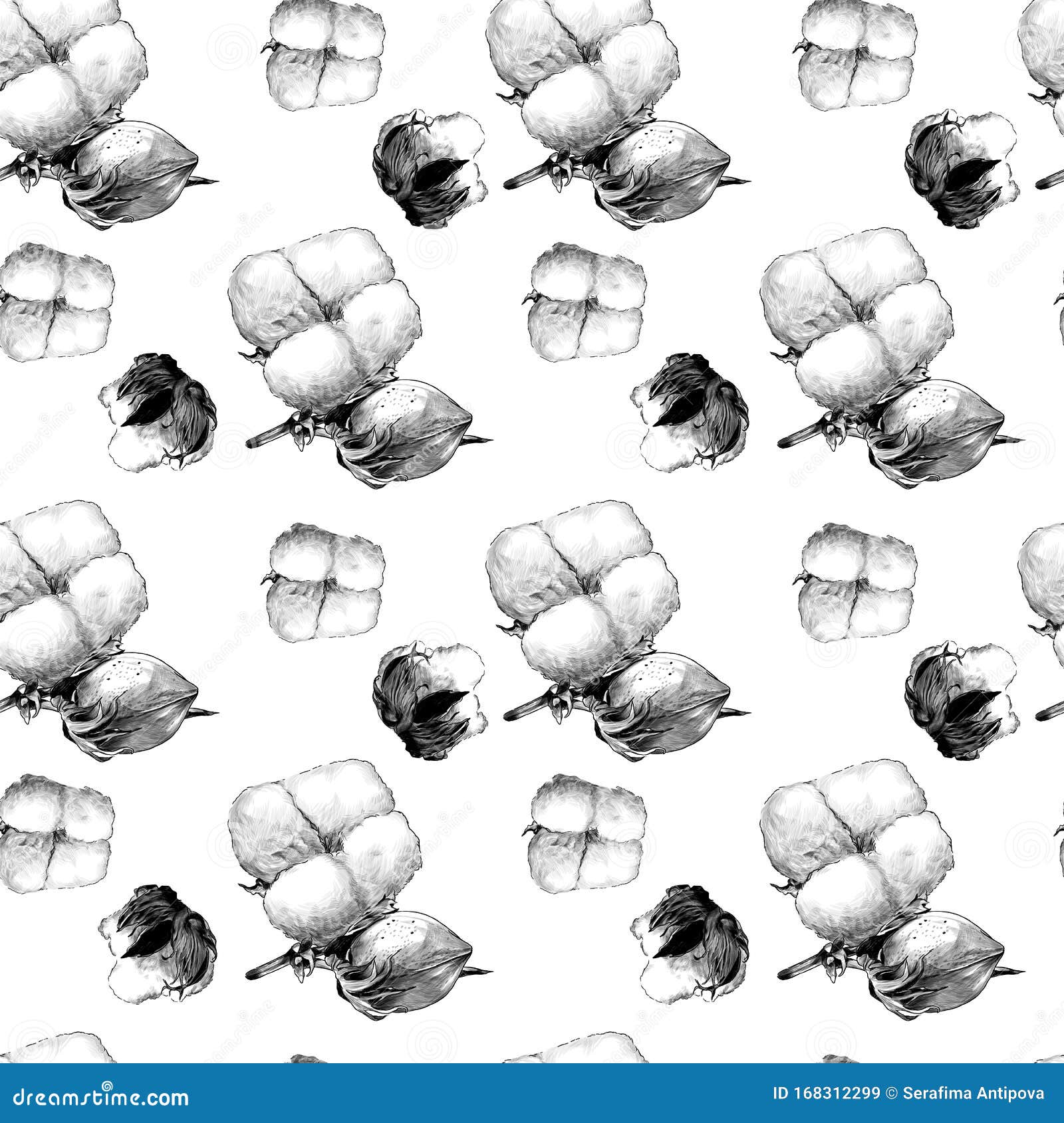 Seamless Pattern with Plant Pattern Cotton Stock Vector - Illustration ...