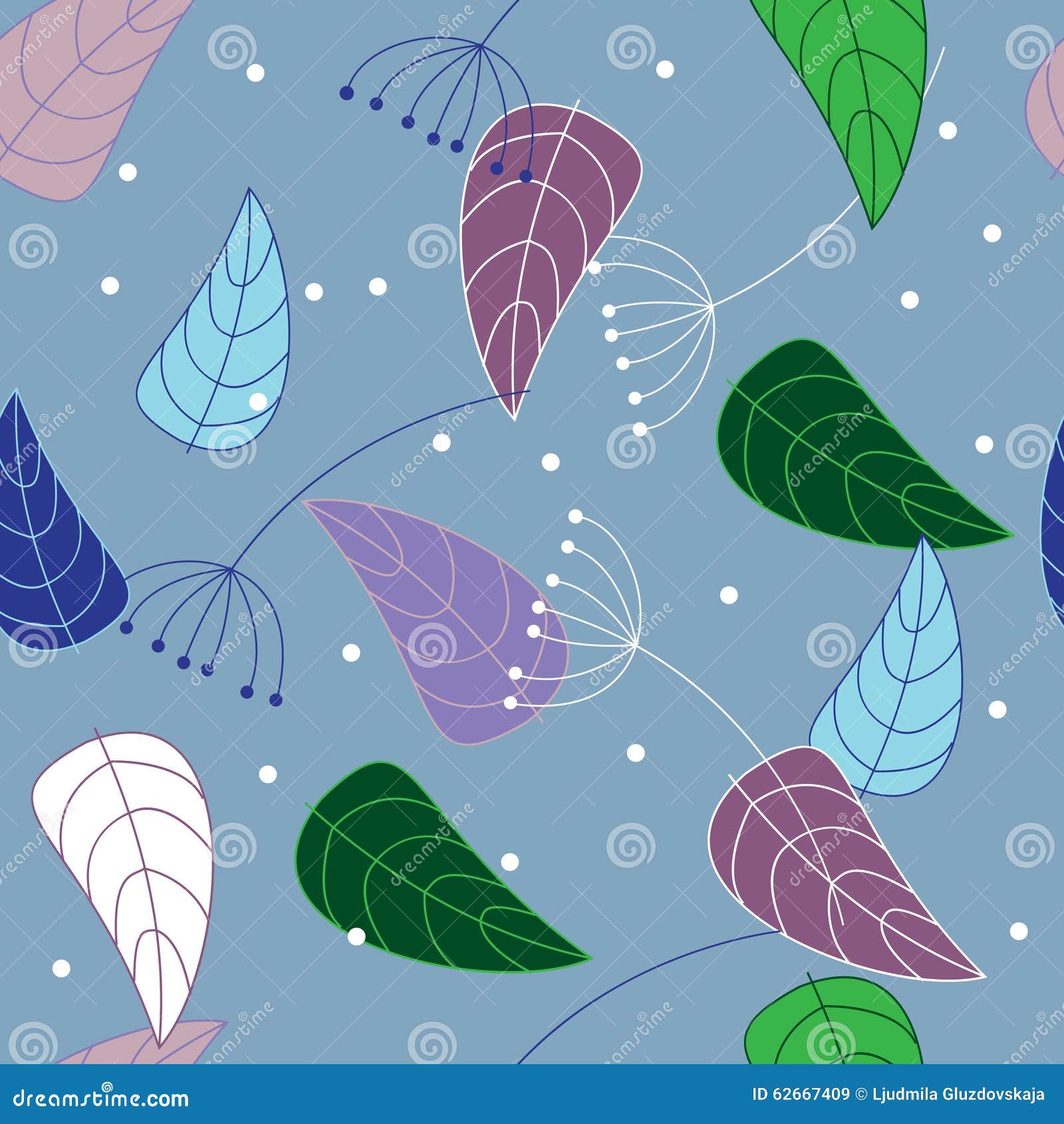 Seamless Pattern of Plant Elements Stock Vector - Illustration of ...