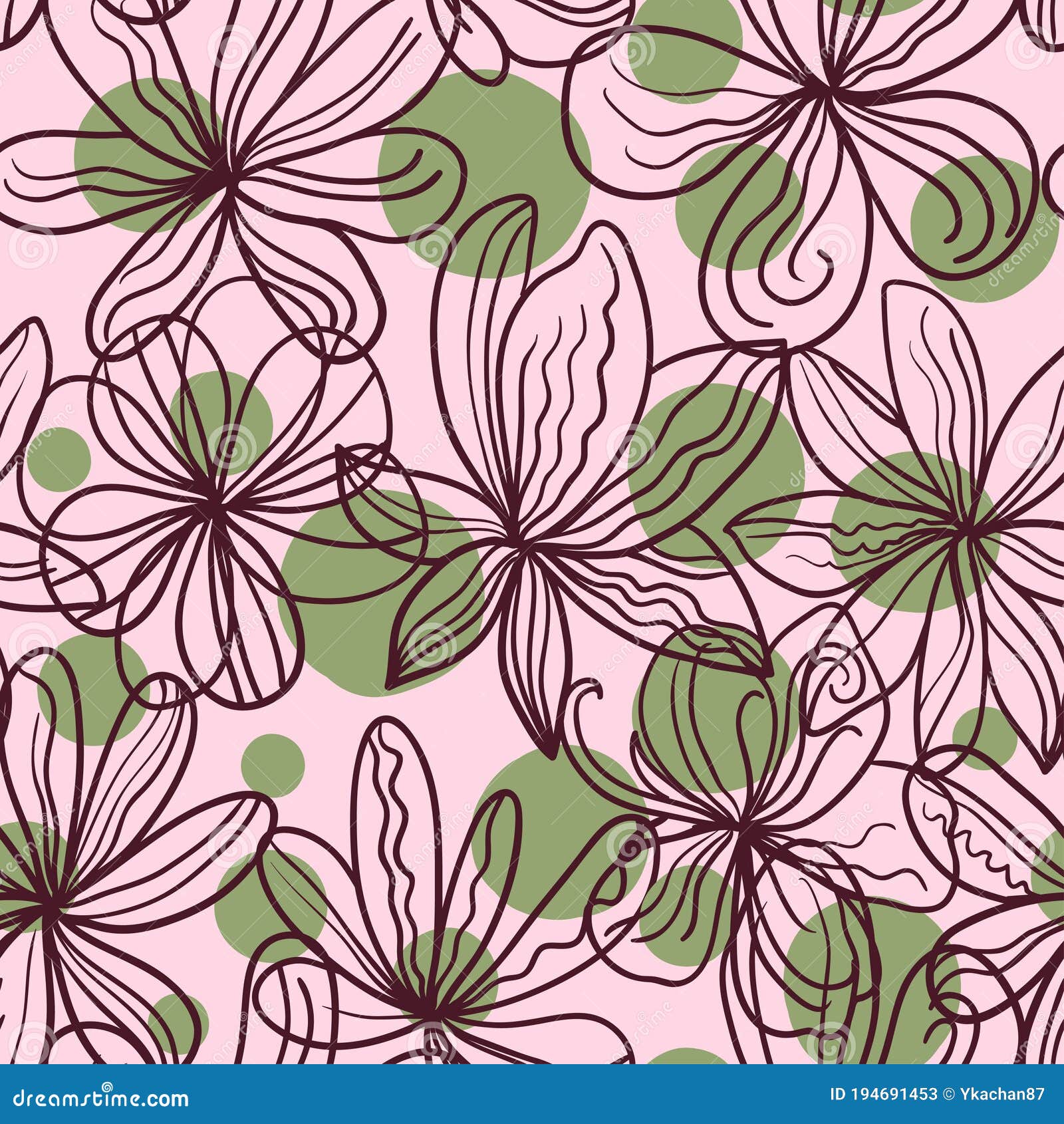 Seamless Pattern with Plants Abstract Floral Elements Stock Vector ...