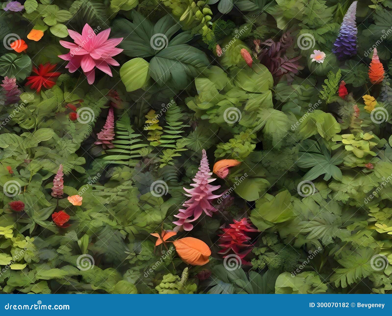 Seamless Pattern with Plants and Flowers Stock Illustration ...