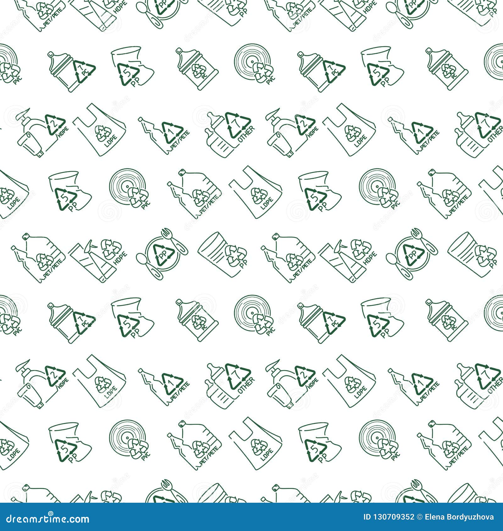 Seamless Pattern with Plastic Products and Markings Stock Vector ...
