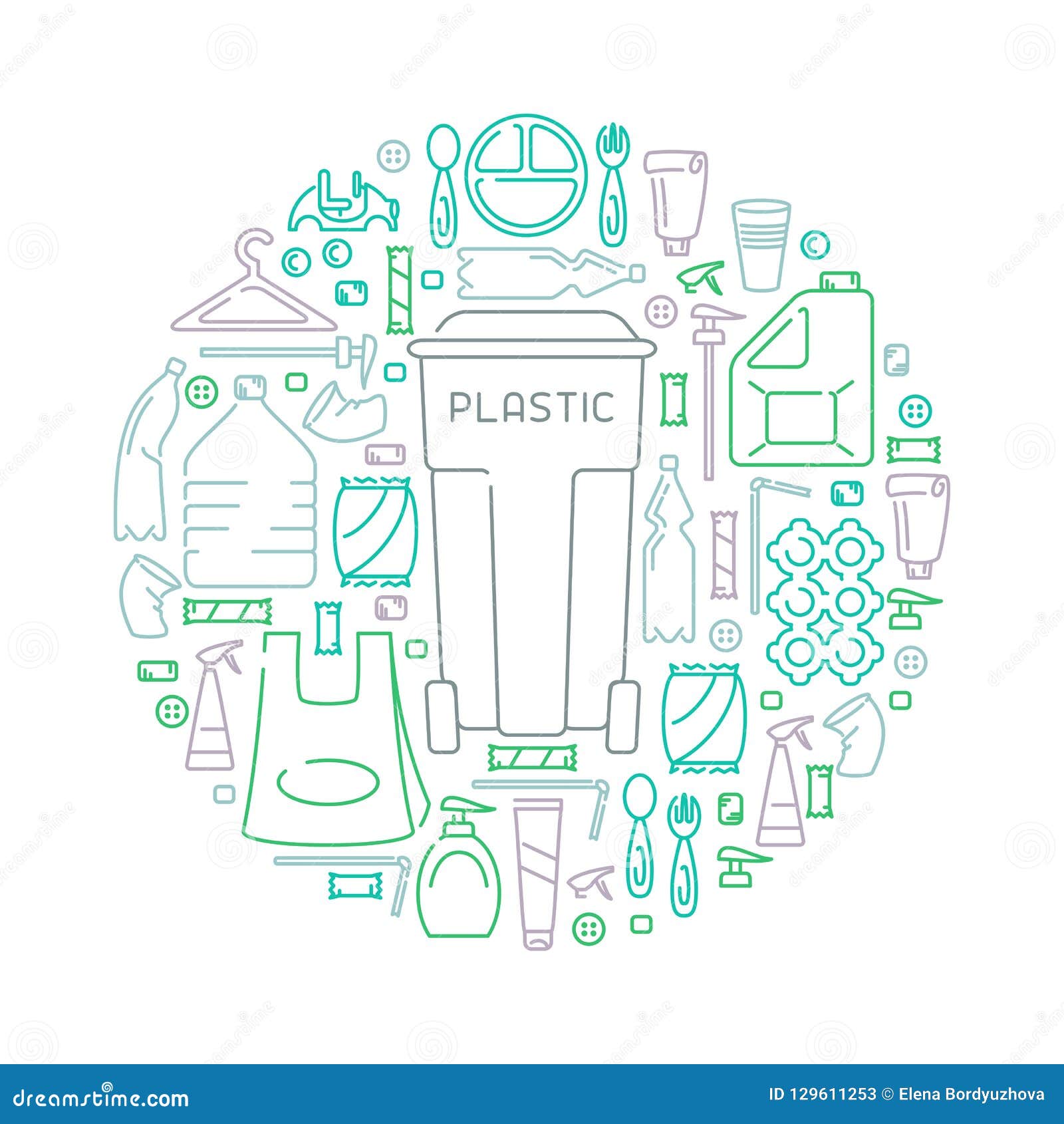 Seamless Pattern with Plastic Trash Elements Stock Vector ...