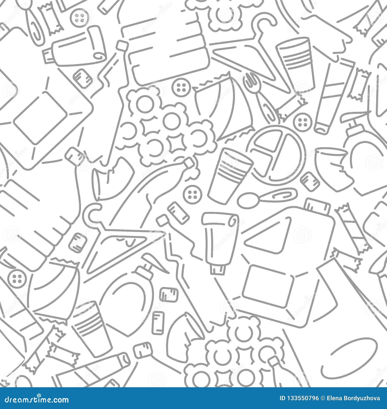 Seamless Pattern with Plastic Waste Stock Vector - Illustration of ...