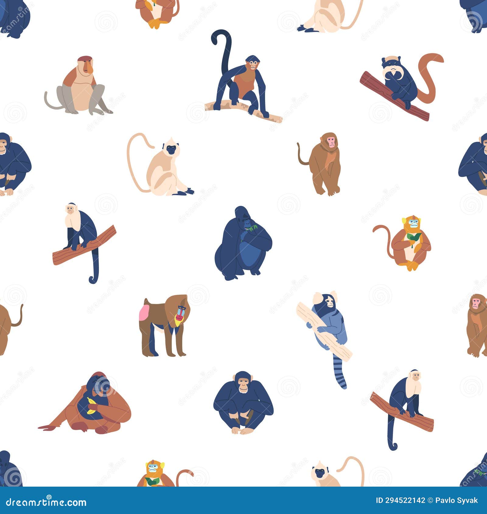 Seamless Pattern with Playful Monkeys, Creating a Charming and ...