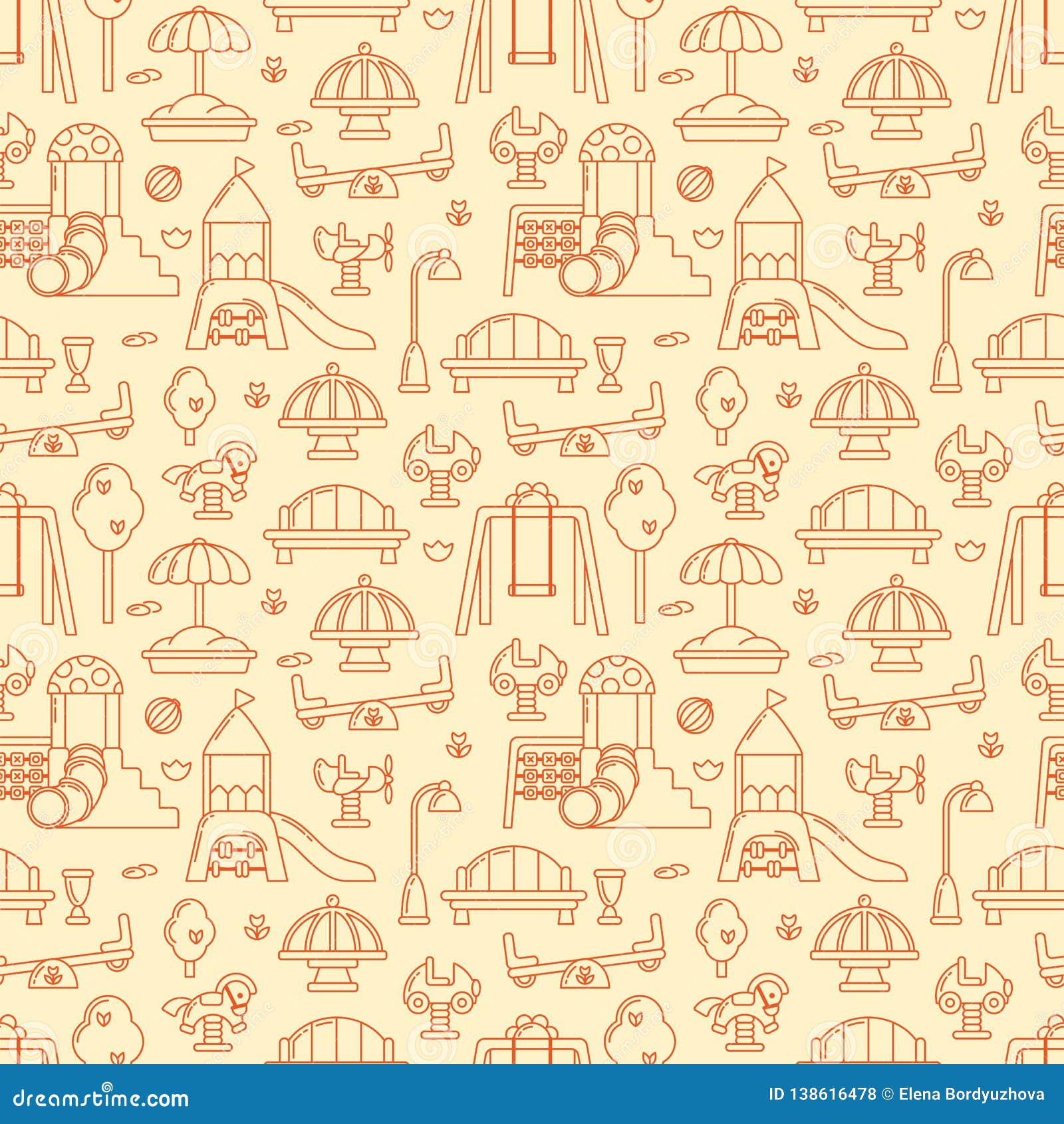 Seamless Pattern with Playground Elements Stock Vector - Illustration ...