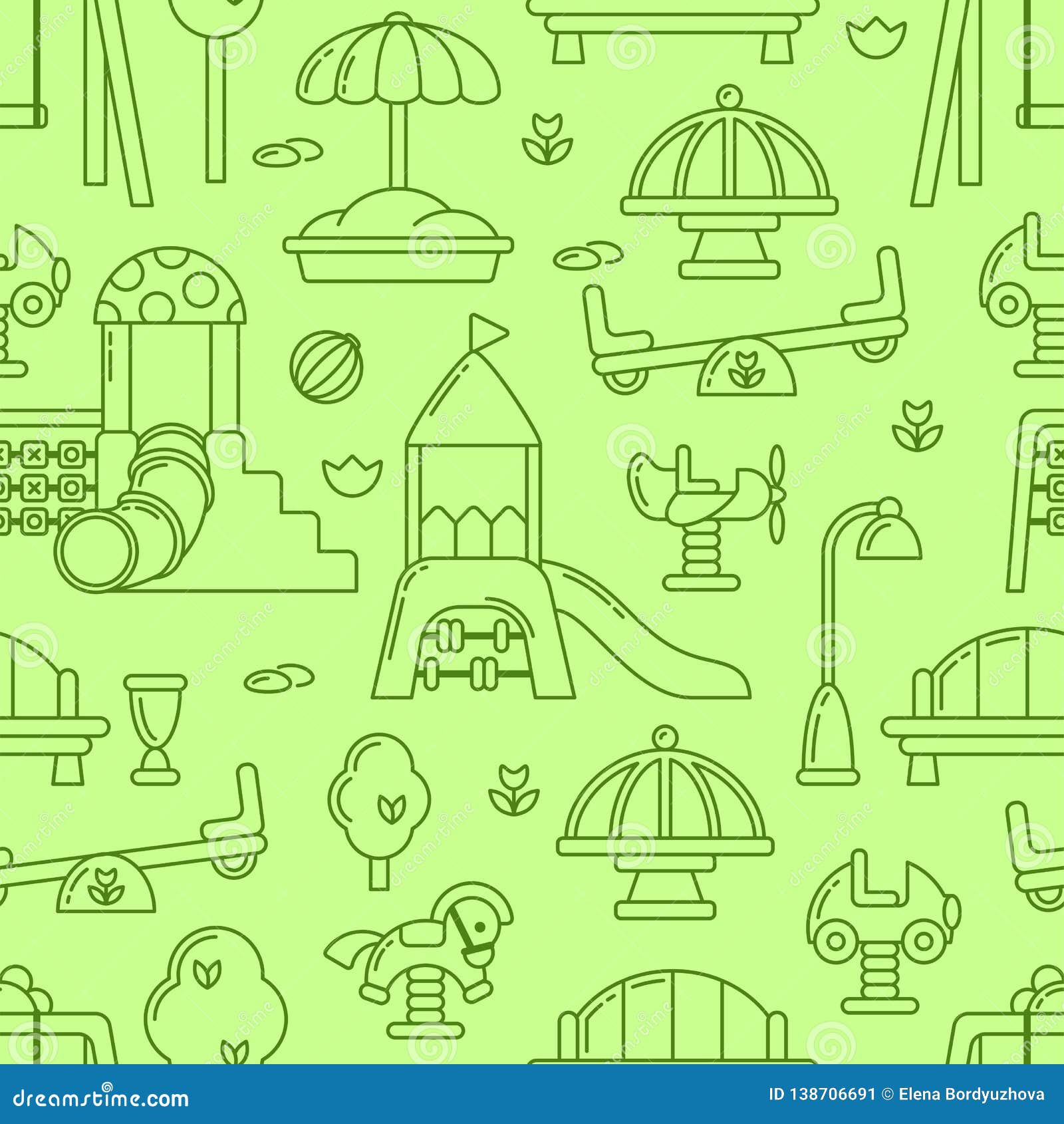 Seamless Pattern with Playground Equipment Stock Vector - Illustration ...