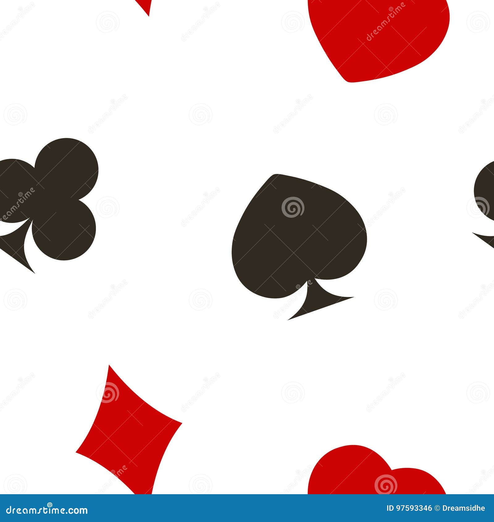 Seamless Pattern with Playing Cards Symbols Stock Vector - Illustration ...