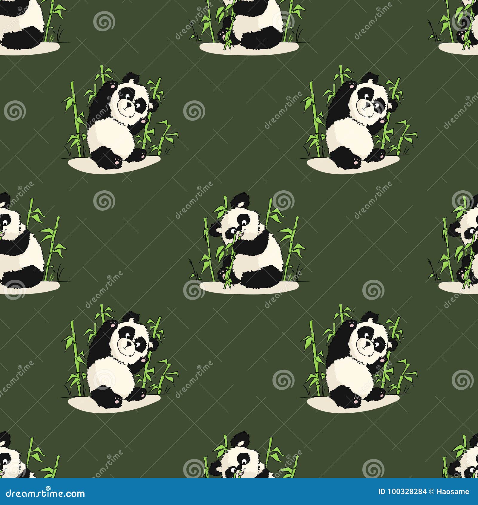 Seamless Pattern with Playing Pandas and Bamboo. Stock Vector ...