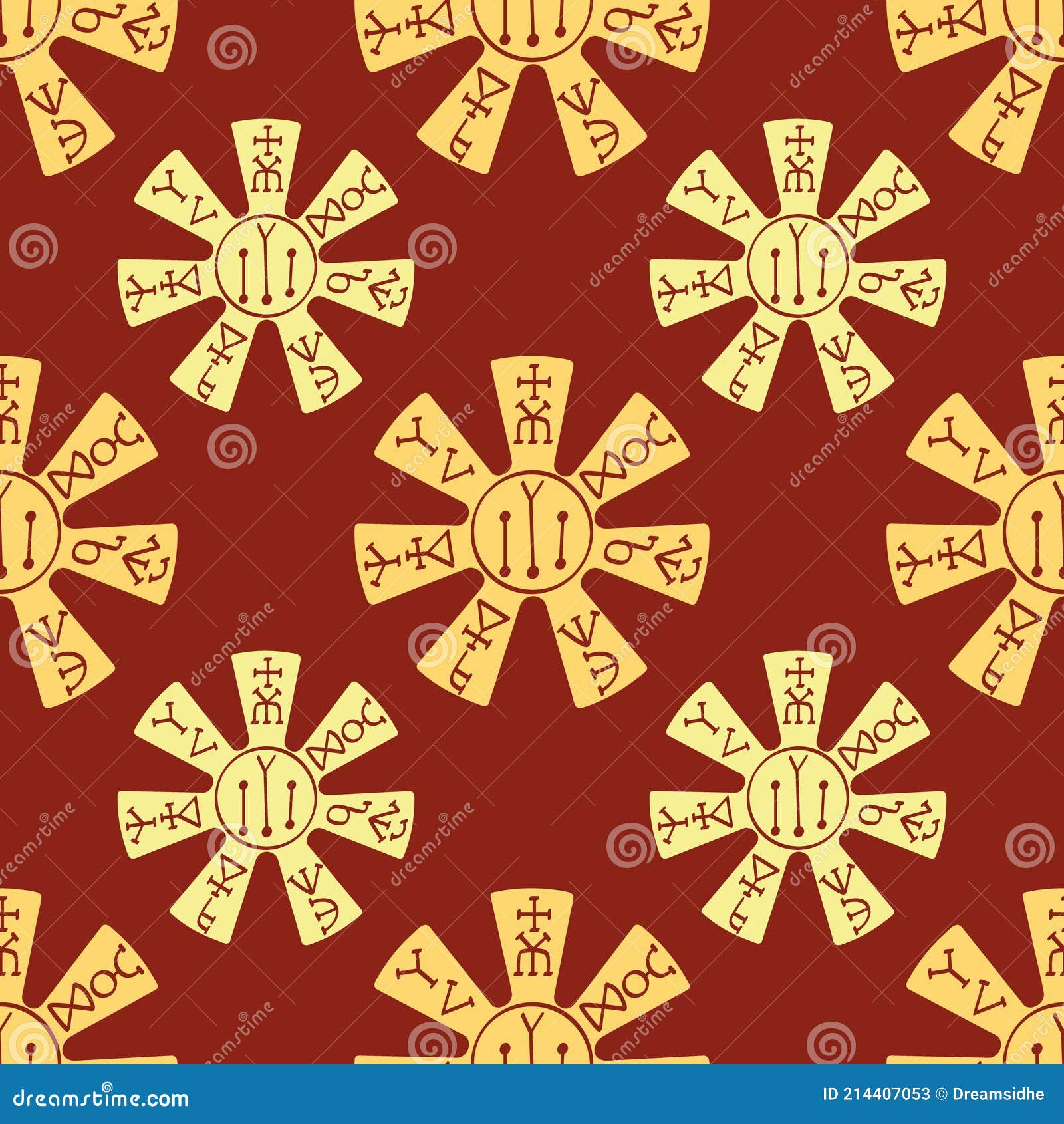 Seamless Pattern with the Pliska Rosette Medieval Bulgarian Symbol ...